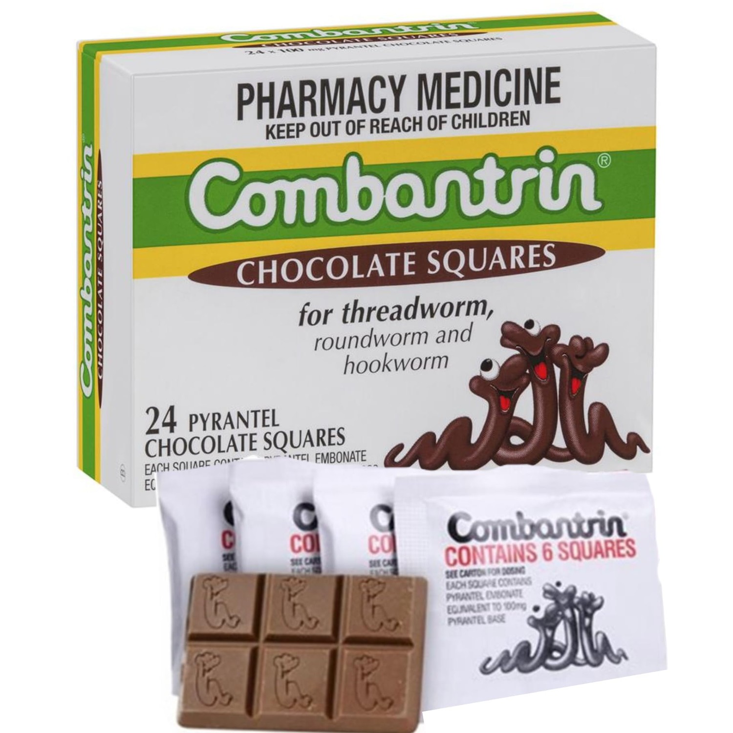Combantrin Combantrin Chocolate Squares C 24 Pack C Parasite & Pinworm ...