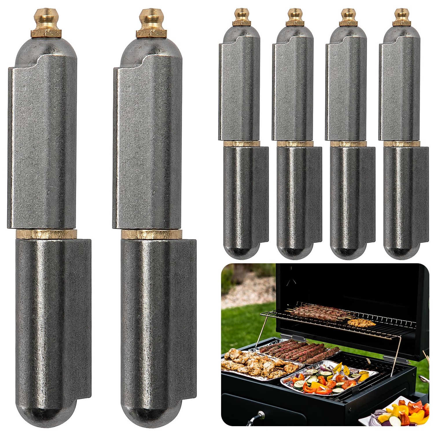 moonoom 6 Pack 4'' BBQ Bullet Weld on Hinge, Heavy Duty Weldable Barrel ...