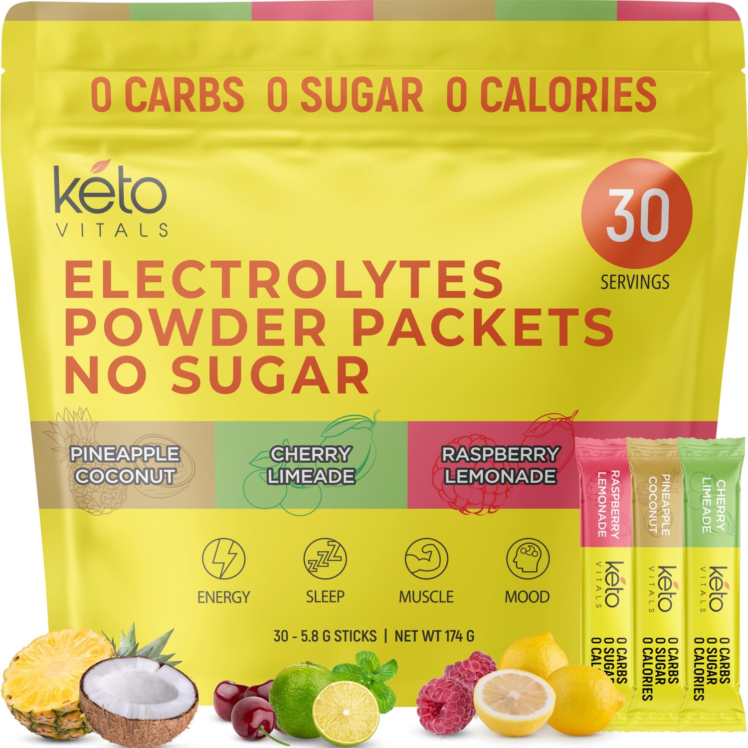 Keto Vitals Keto Vitals Tropical Keto Electrolytes Powder - No Sugar ...
