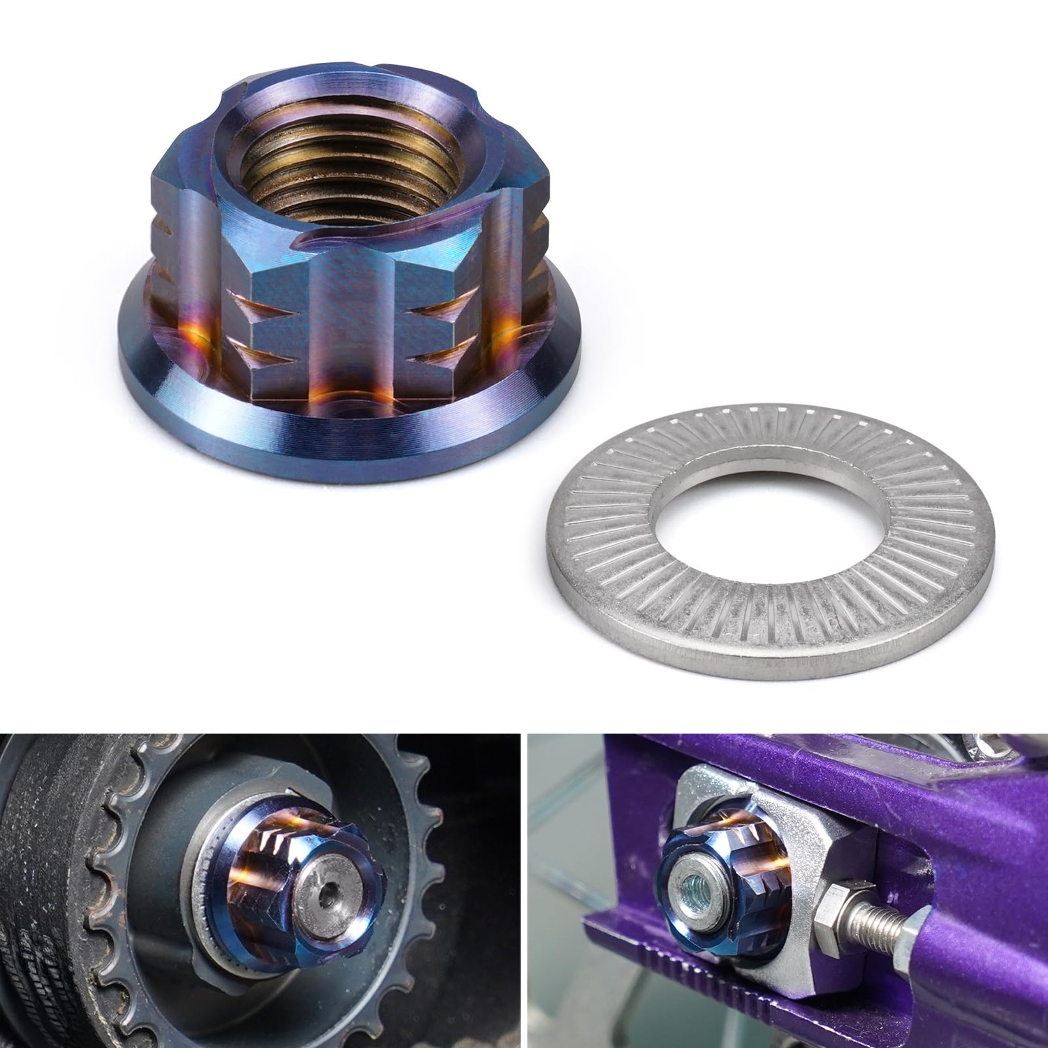 NICECNC Blue Primary Belt Pulley Nut Rear Axle Nut Compatible with ...