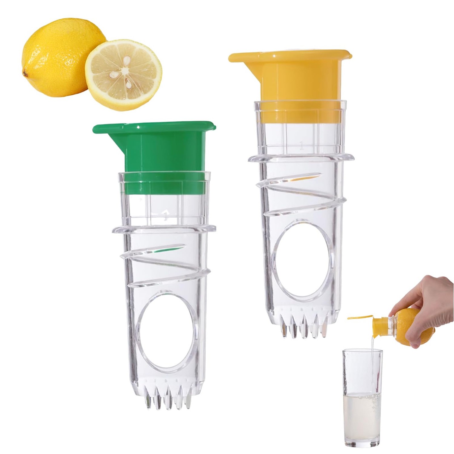 2 Pack Lemon Mini Squeezer, New Screw Top Lemon Juicer, Portable Hand ...