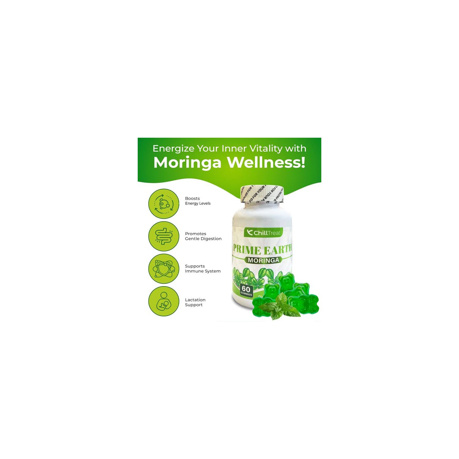 Moringa Gummies - Chill Treat Prime Earth Series green superfood ...