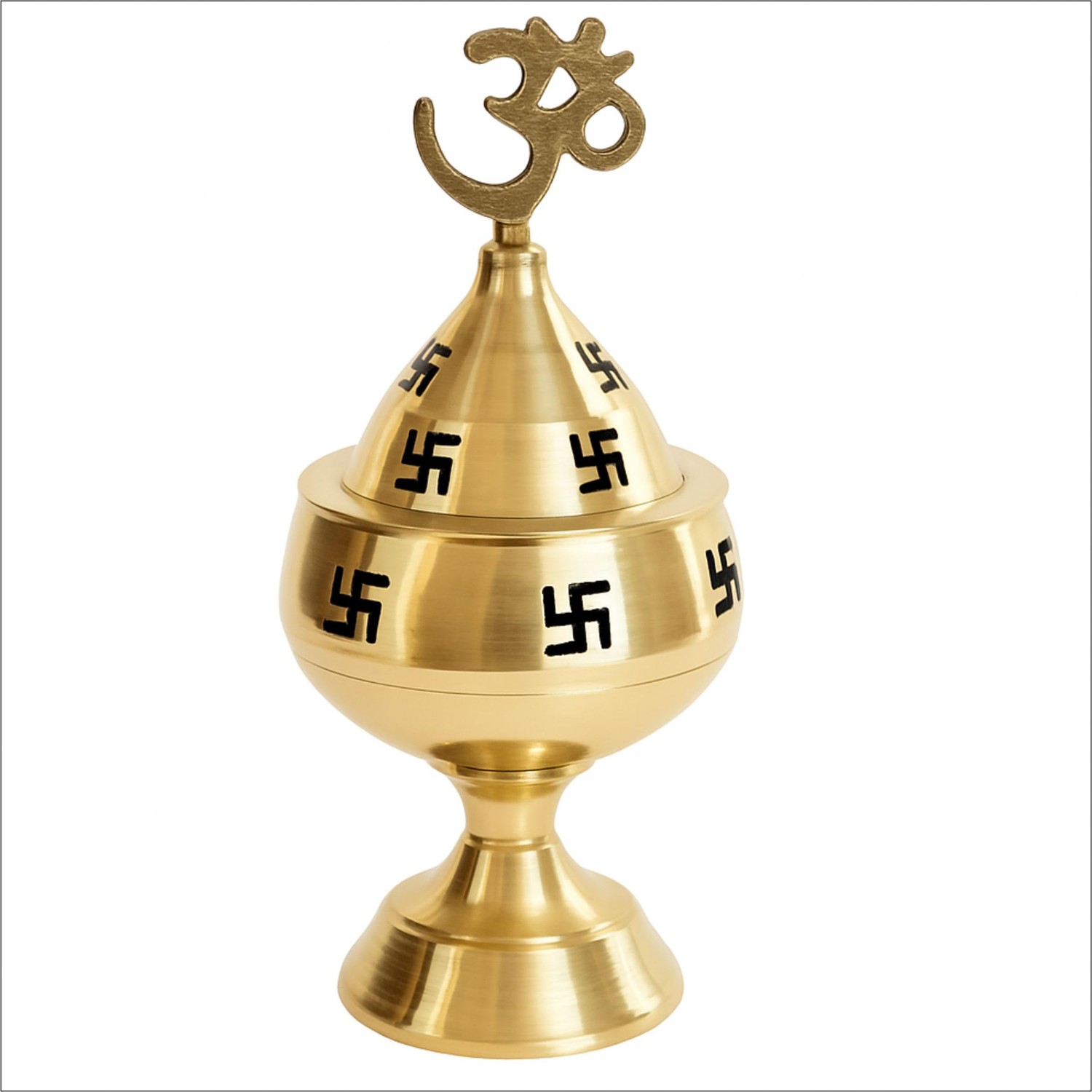 Home Genie Brass Akhand Diya with Lid and Om Symbol | Traditional ...