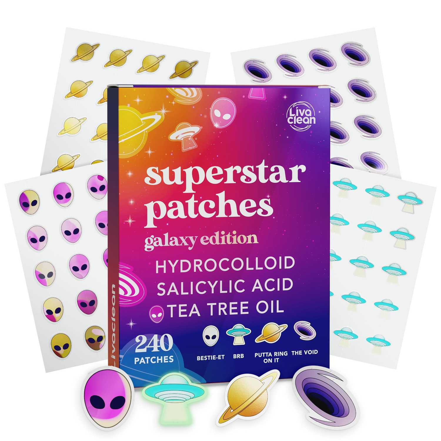 LivaClean 240 CT Superstar Pimple Patches Galaxy Edition w/Salicylic ...