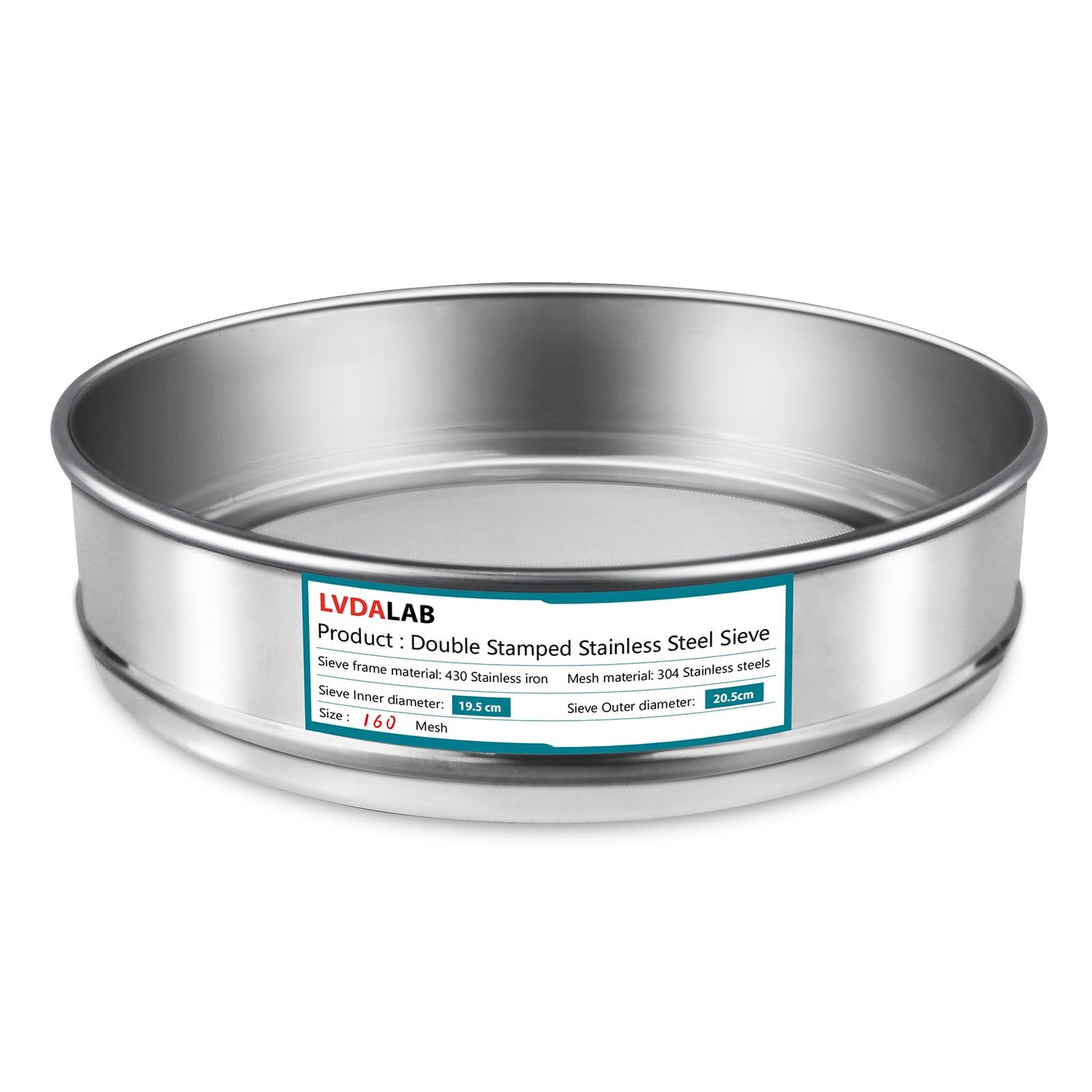 LVDALAB 304 Stainless Steel Mesh Lab Sieve, 160 Mesh (0.097mm) Aperture ...