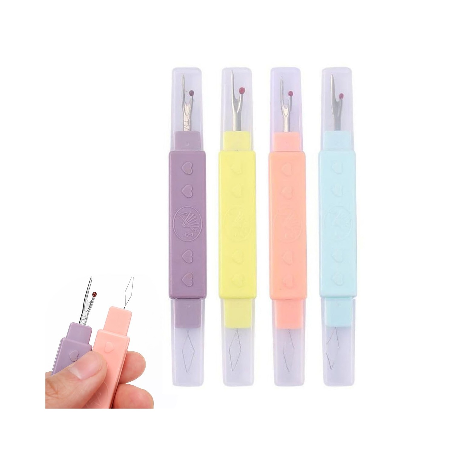 Pack of 4 Seam Ripper, 2-in-1 Needle Threader Seam Ripper, Portable ...