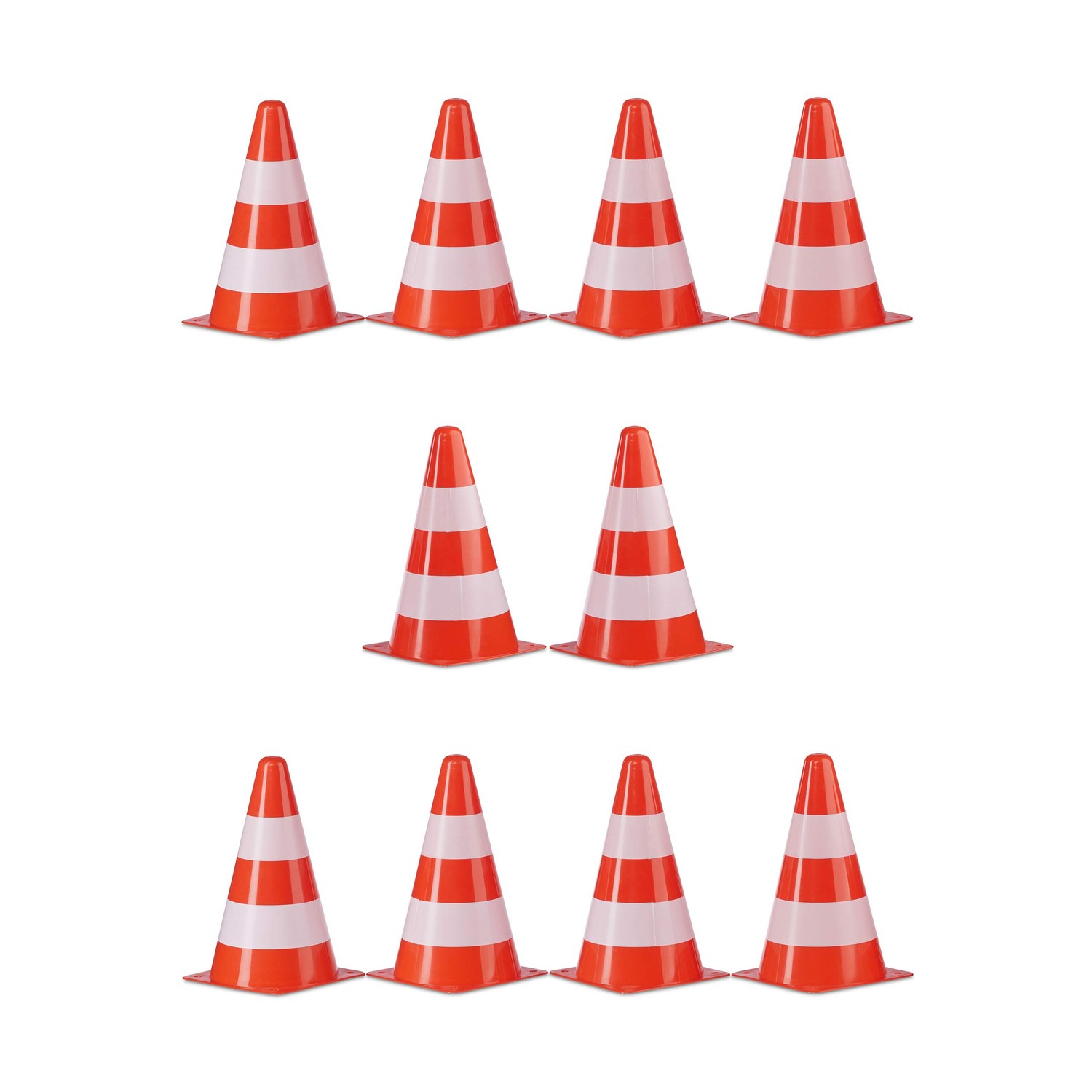 Relaxdays Warning Cones, Set of 10, Stackable, Traffic Cones, Lace Bag ...