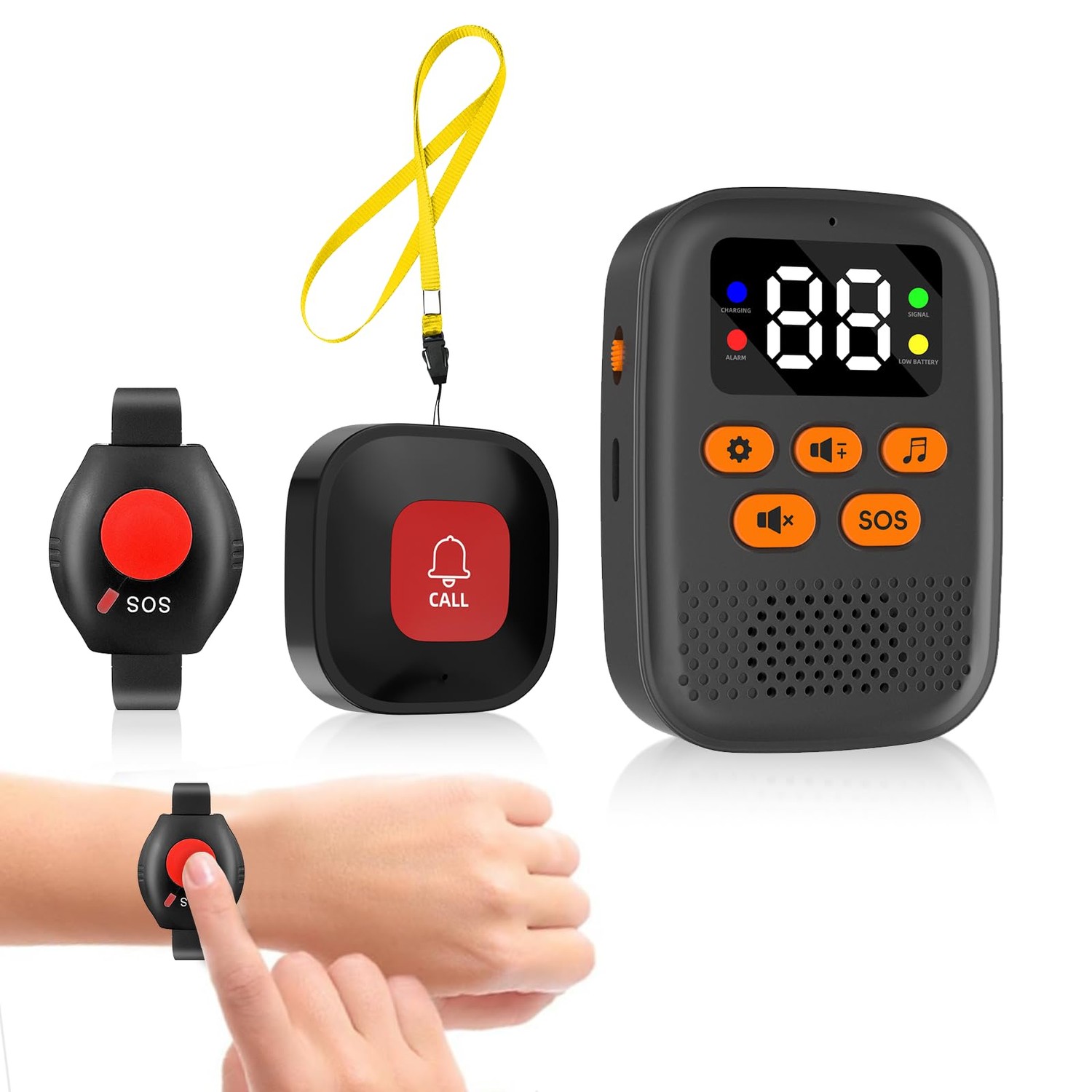 PILSAMAS Elderly Monitoring -1 Caregiver Call Button +1 Wrist Watch ...