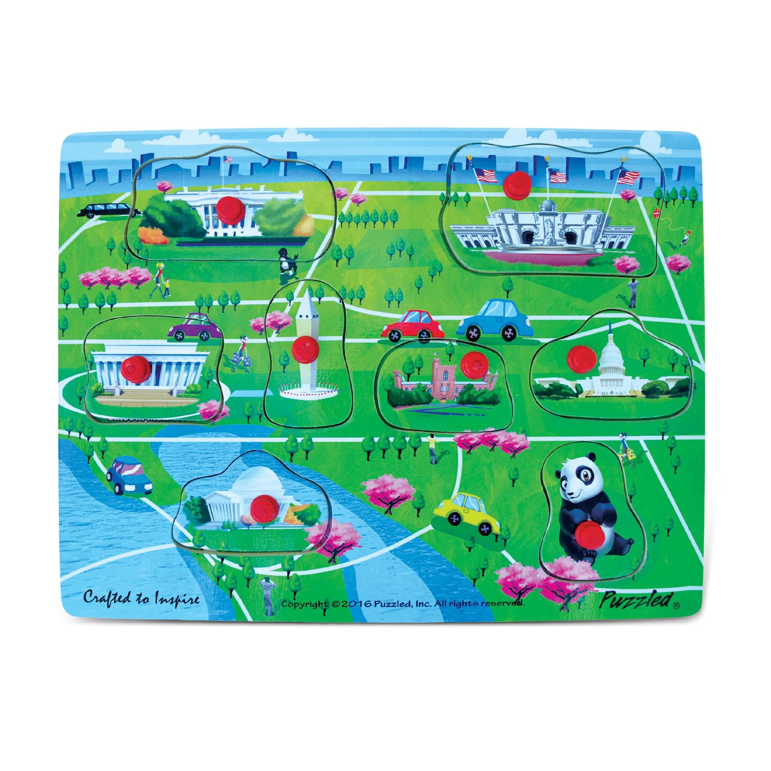 Puzzled Washington D.C. Monuments Peg Puzzle - Landmarks Wood Puzzle ...