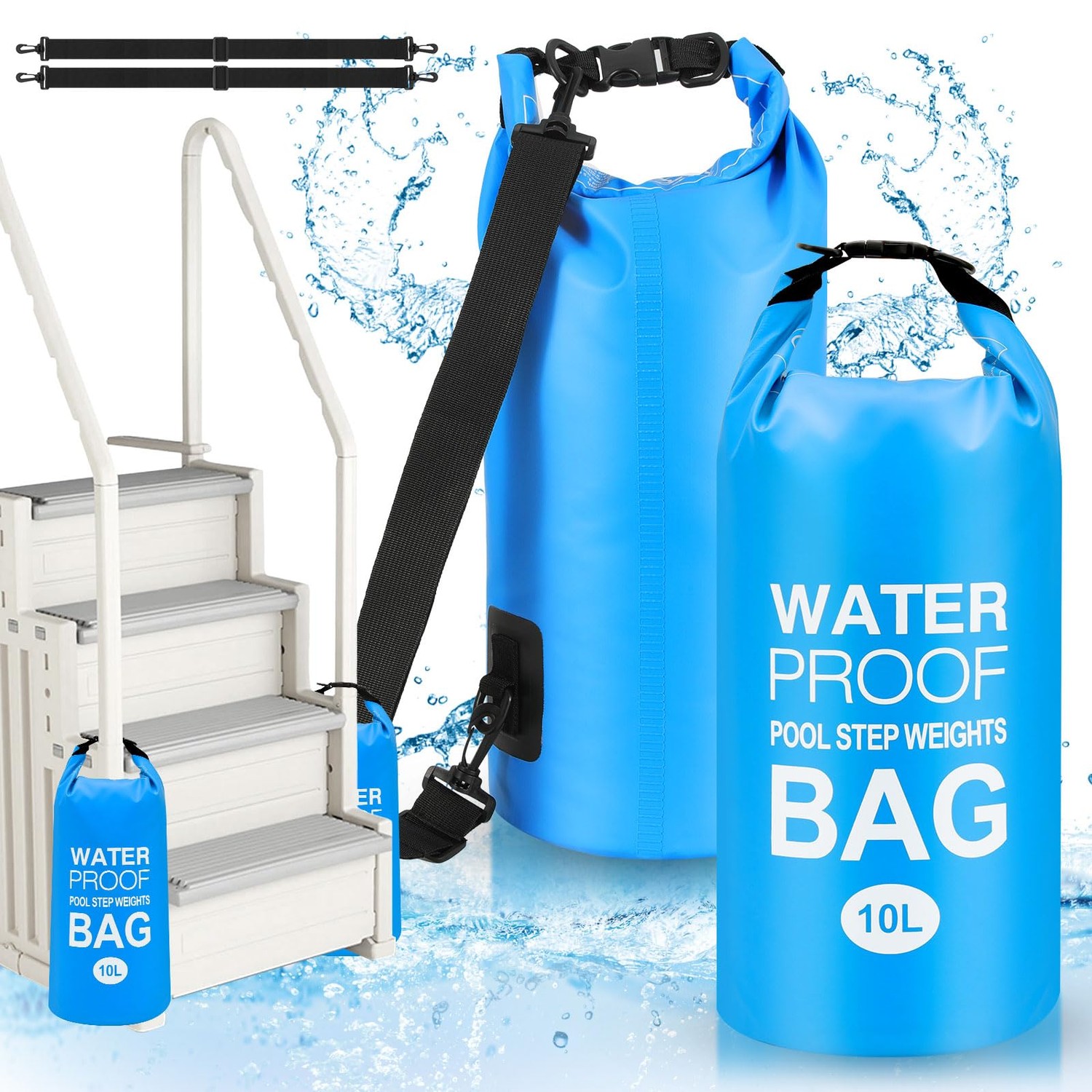 Goovilla Pool Ladder Weights Universal | 2 Pack 10L 500D PVC Waterproof ...