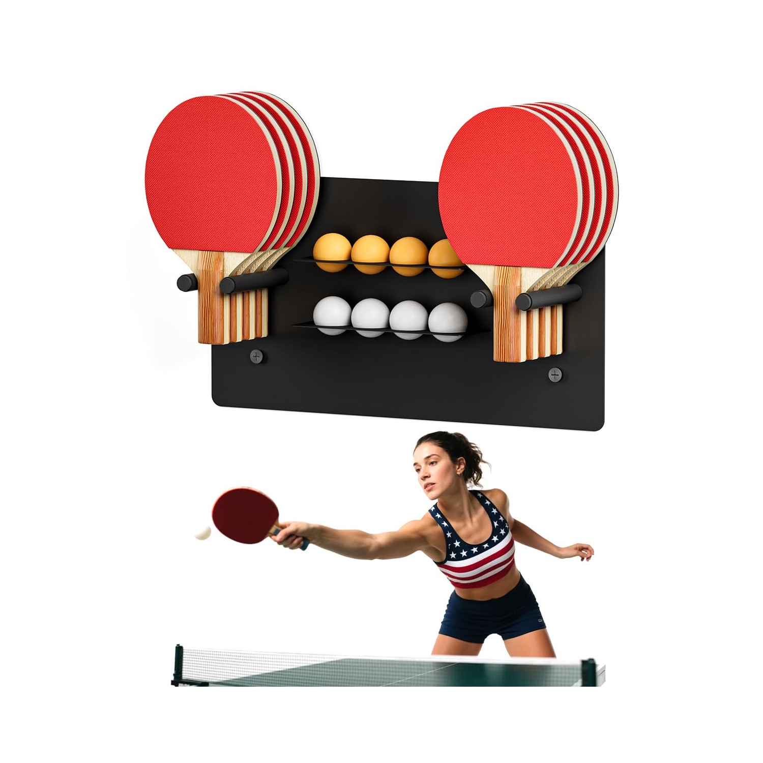Artibear Ping Pong Paddle Holder, Wall Mounted Metal Magnetic Table ...