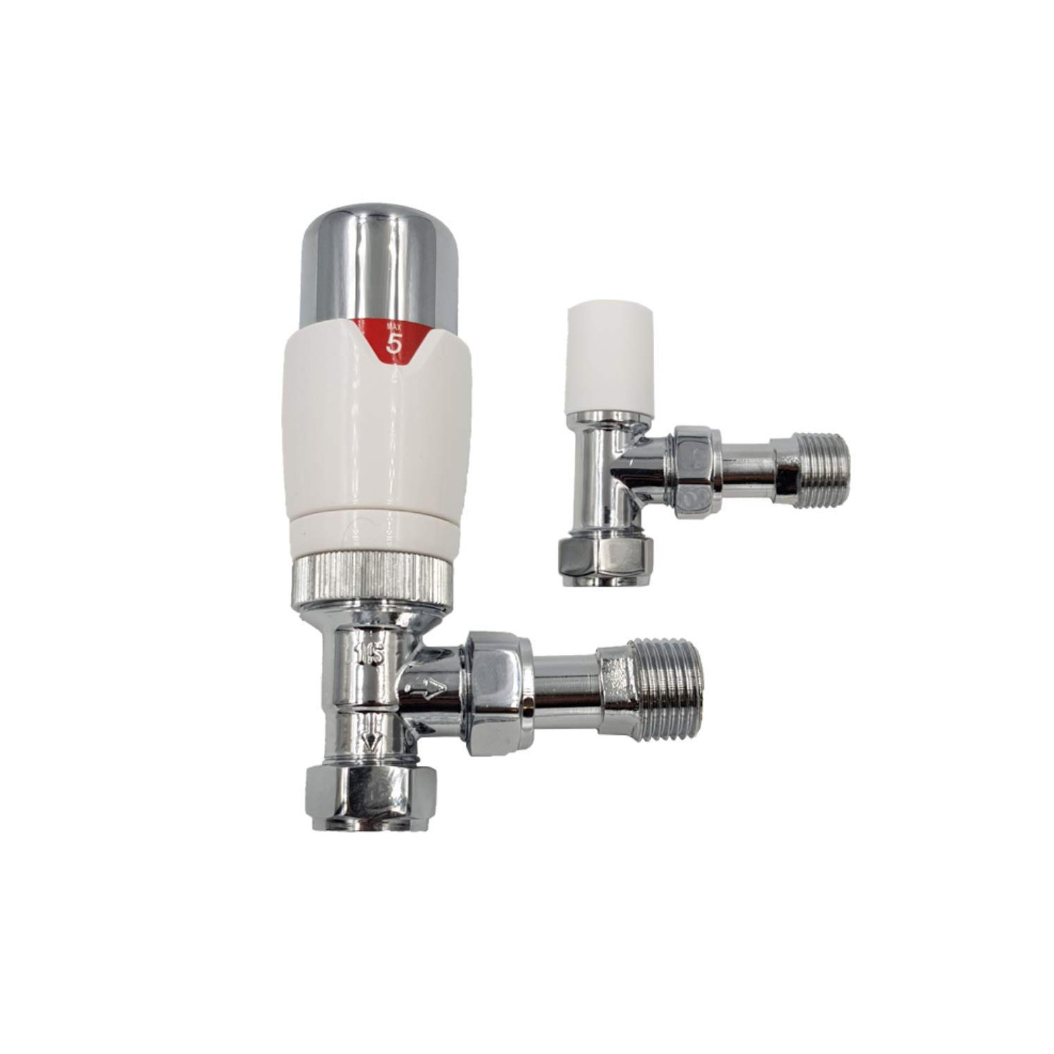 Aumix ½” x 15mm Thermostatic Classic Angle TRV Chrome White Radiator ...