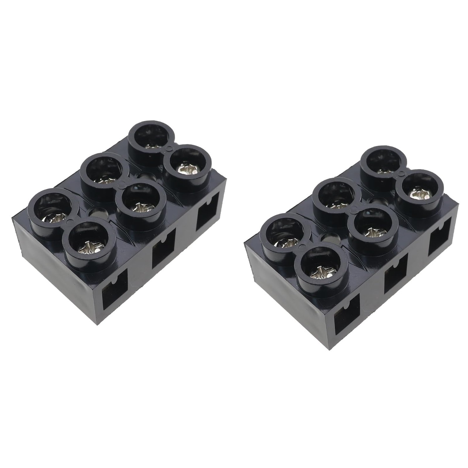 KKUANG 2PCS Double Row 3-Position Terminal Block, 500V 60A, Black ...