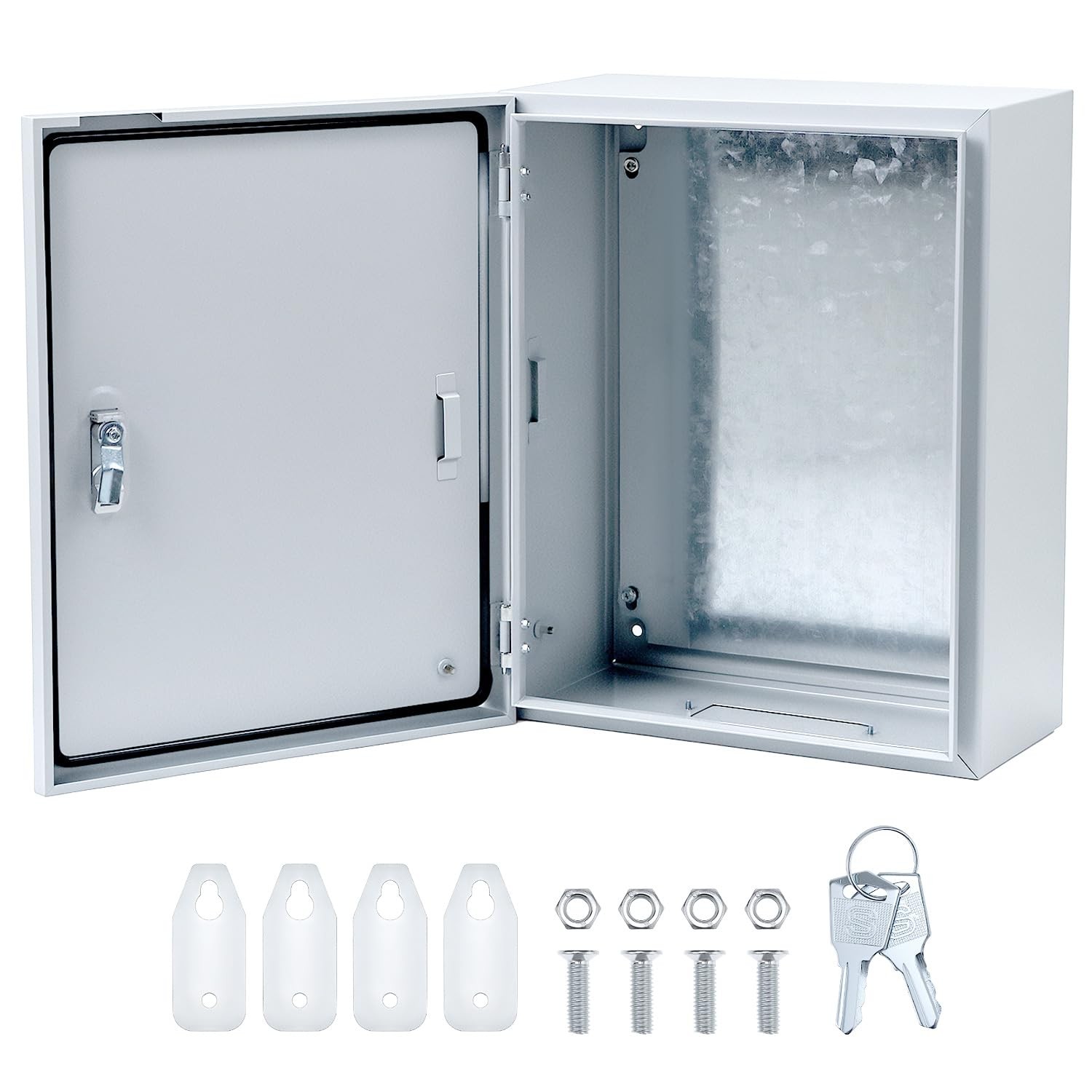 QWORK Steel Enclosure, 16x12x8 Carbon Steel Electrical Box, Heavy-Duty ...