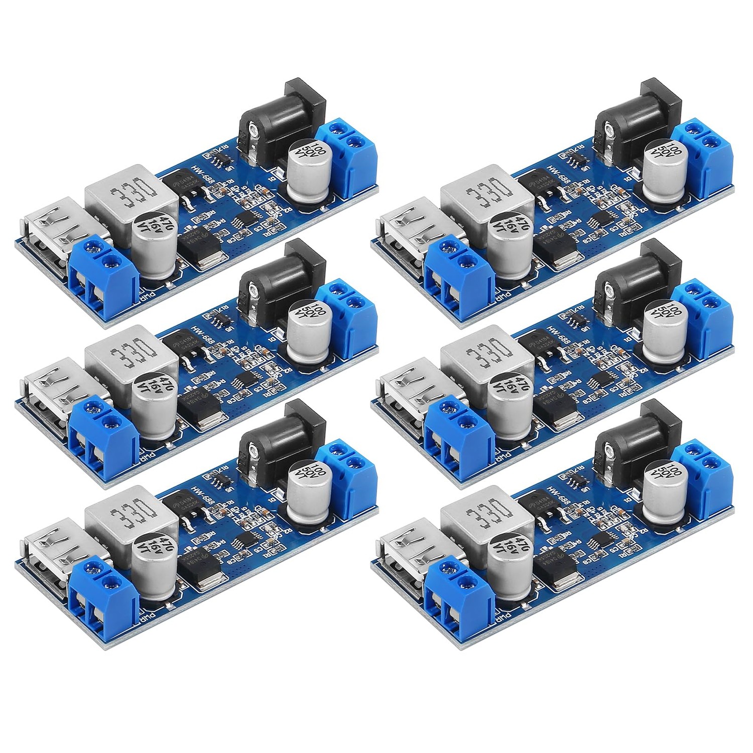 XIITIA 6pcs DC 6V 9V 12V 24V to DC 5V 5A Buck Converter Module, 9-36V ...