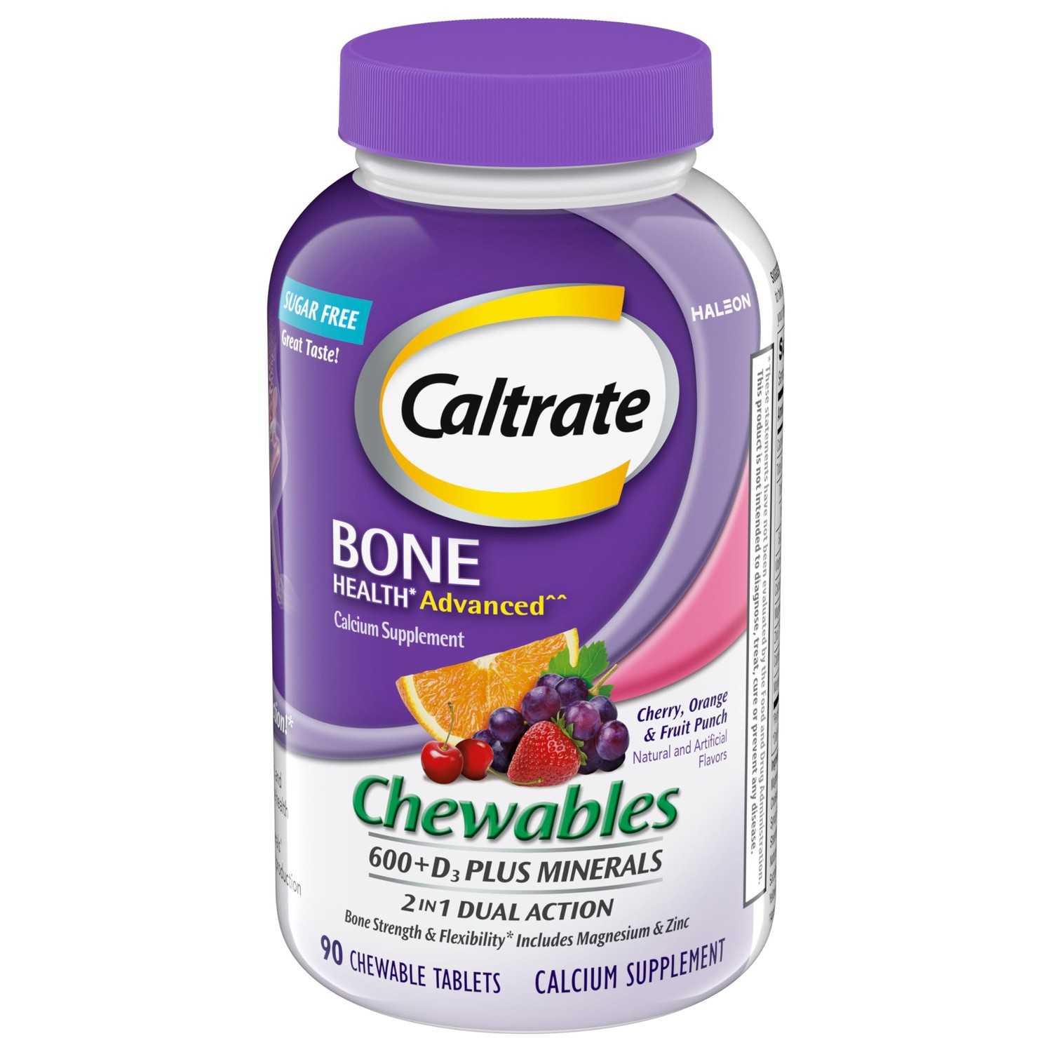 Caltrate Chewables 600 +D3 Plus Minerals Calcium and Vitamin D, Sugar ...