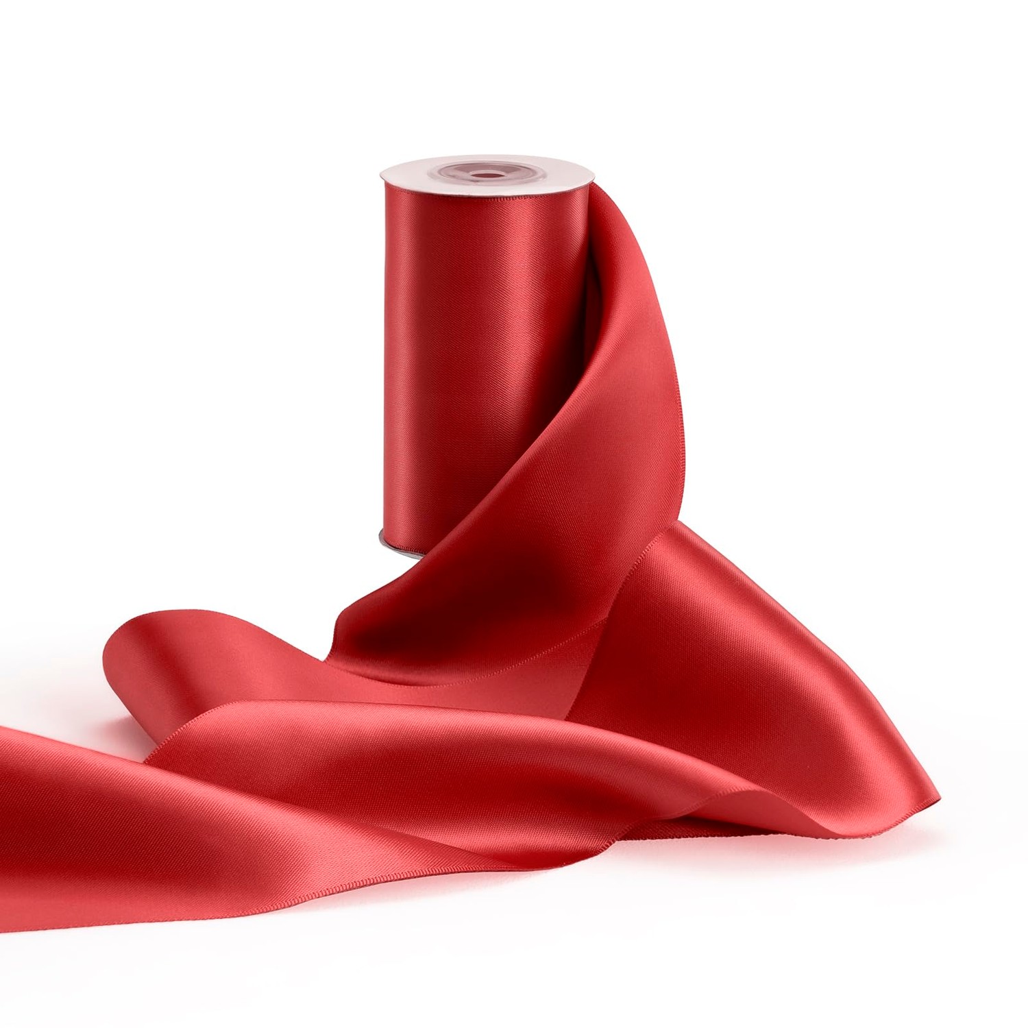 FAKILO Red Satin Ribbon 4 Inch, Double Faced Solid Color Wide Red ...