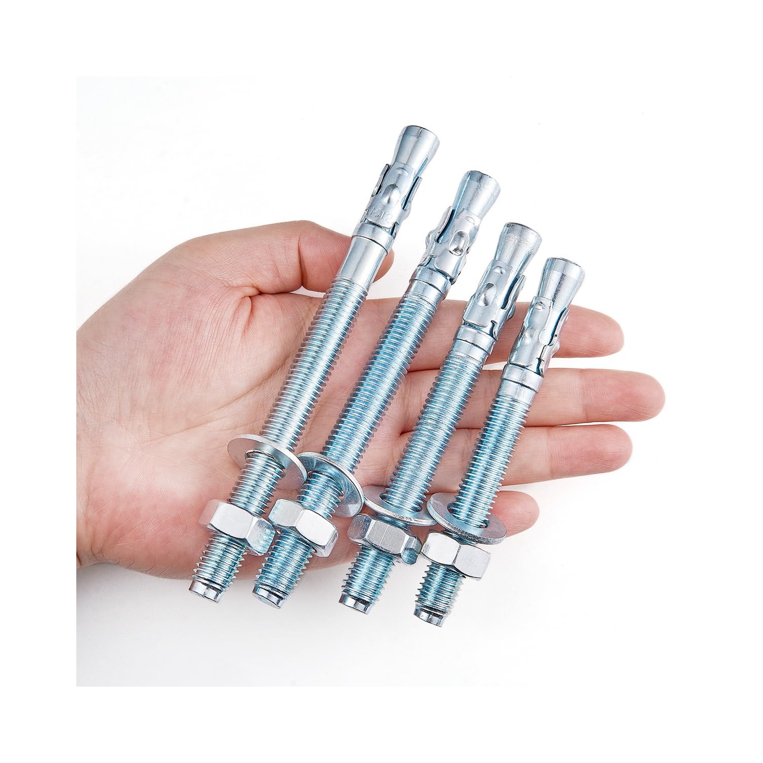 Xrfoiniu Carbon Steel Wedge Anchors Assortment: 1/2" 4 Sizes, 20 Pcs ...