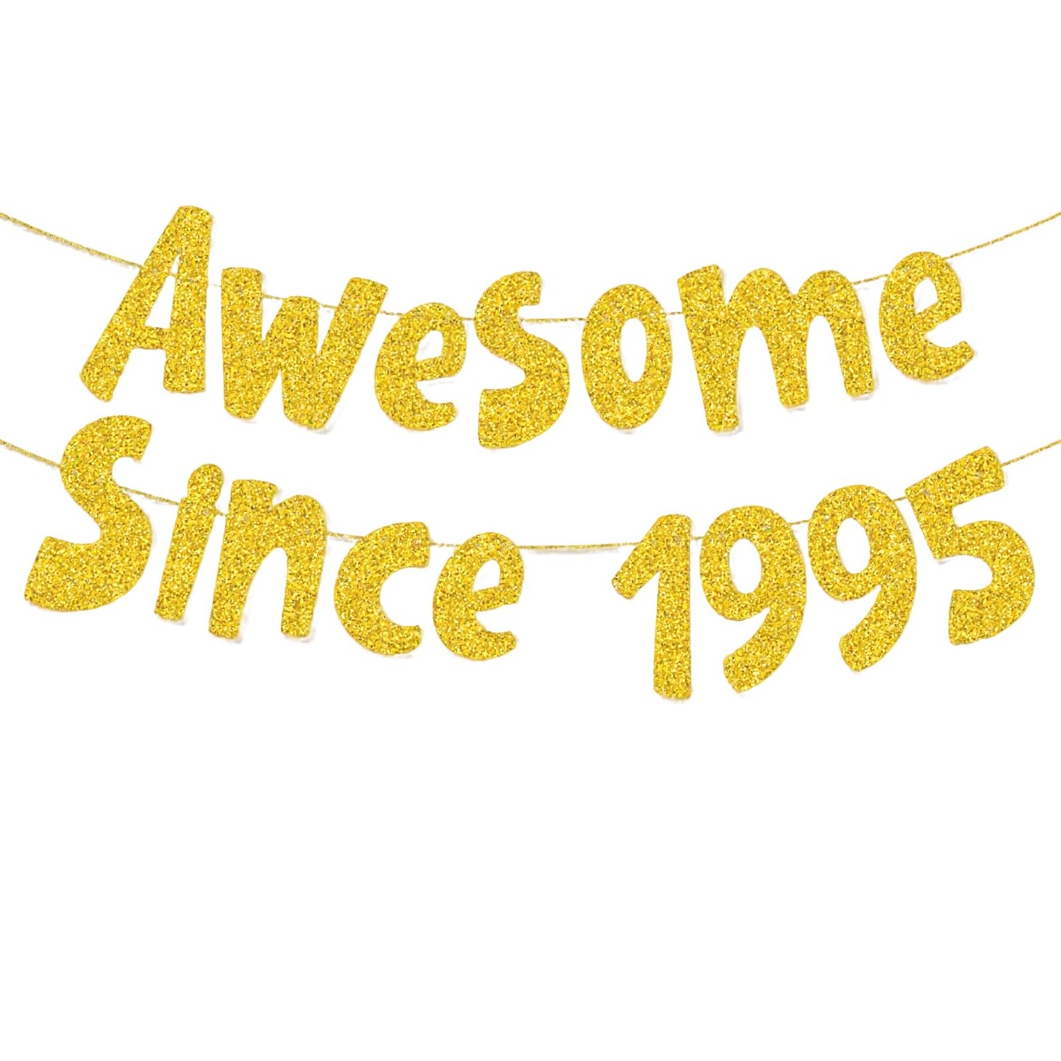 Awesome Since 1995 Gold Glitter Banner - 30th Birthday Decorations for ...