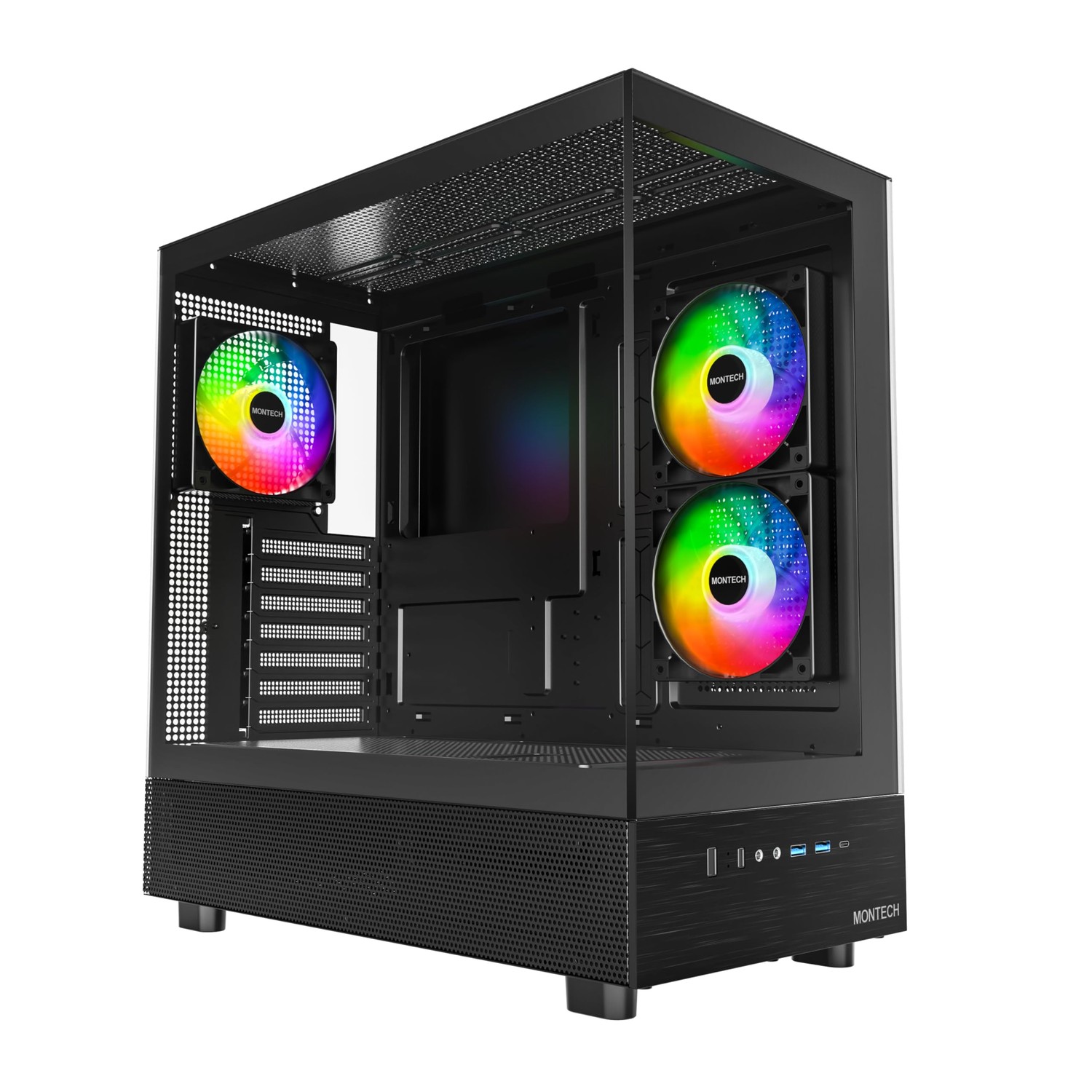 MONTECH XR, ATX Mid-Tower PC Gaming Case, 3 x 120mm ARGB PWM Fans Pre ...