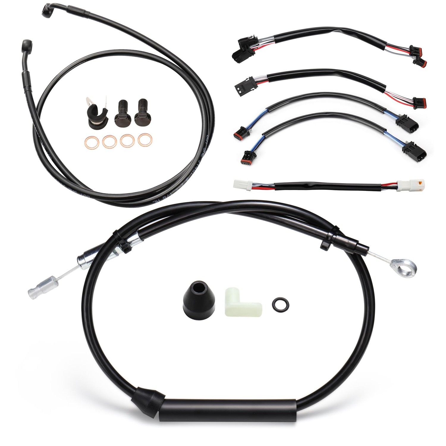 MoKitDora Softail 16" Handlebar Extended Clutch Throttle Cables Brake ...