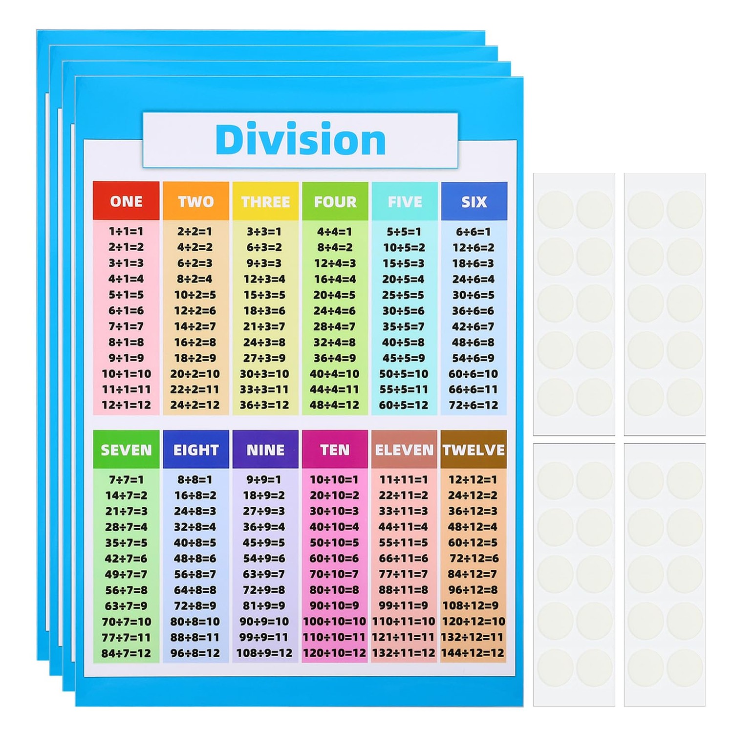 PATIKIL 4 Pieces Division Chart 11 x 17 Division Chart Poster Division ...