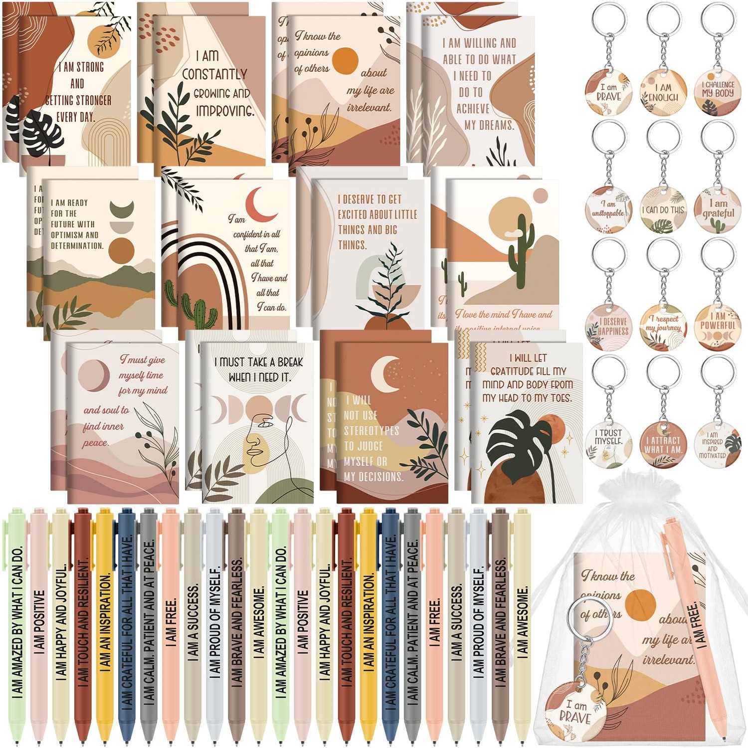 Mooliwe 72 Pcs/24 Set Positive Affirmation Gift Set Gratitude Notebooks ...