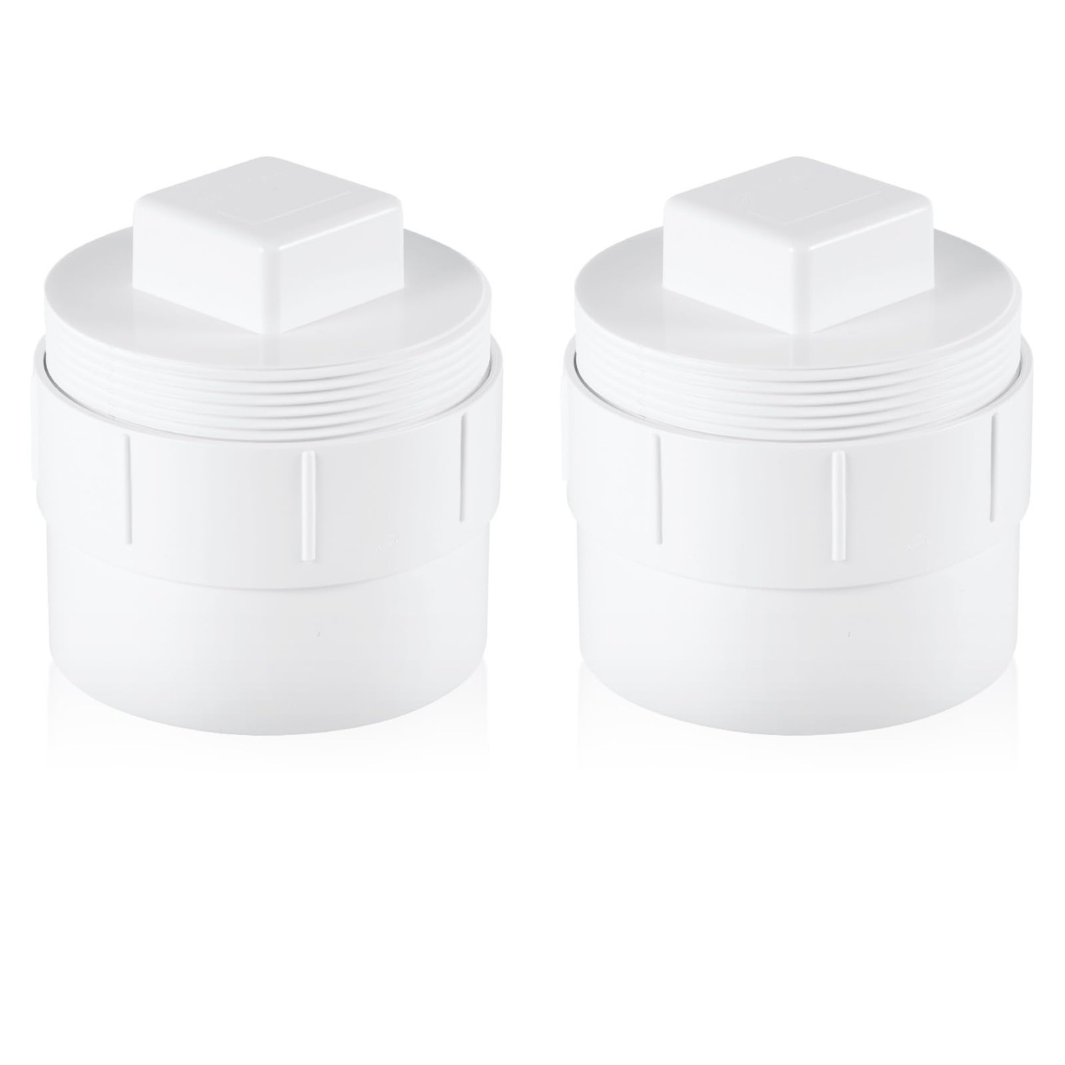 2pcs 3 in PVC Sewer Cleanout Adapter with Plug Pipe Fitting, White PVC ...
