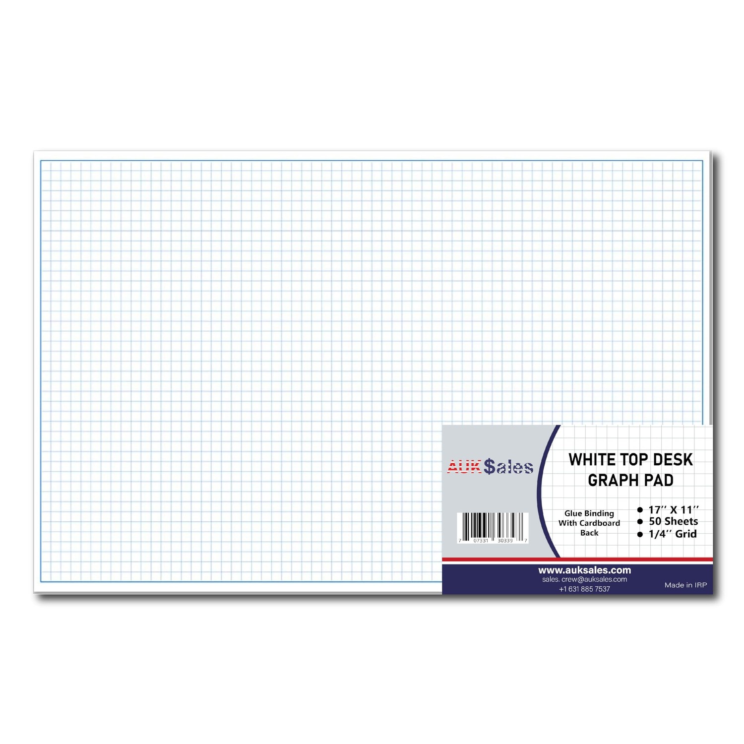 AUKSales 11" x 17" Quadrille Graph Paper Pad 50 Sheets Landscape - 0.25 ...