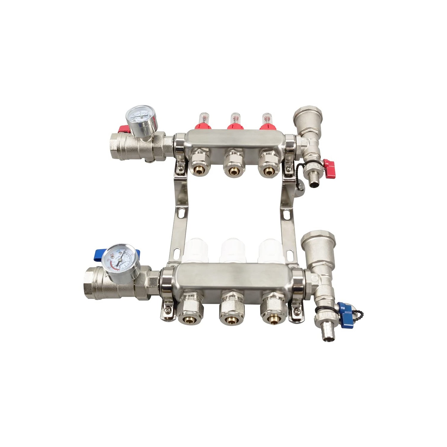 INTBUYING 3-Loop 1/2" Radiant Floor Heating Manifold Set Stainless ...