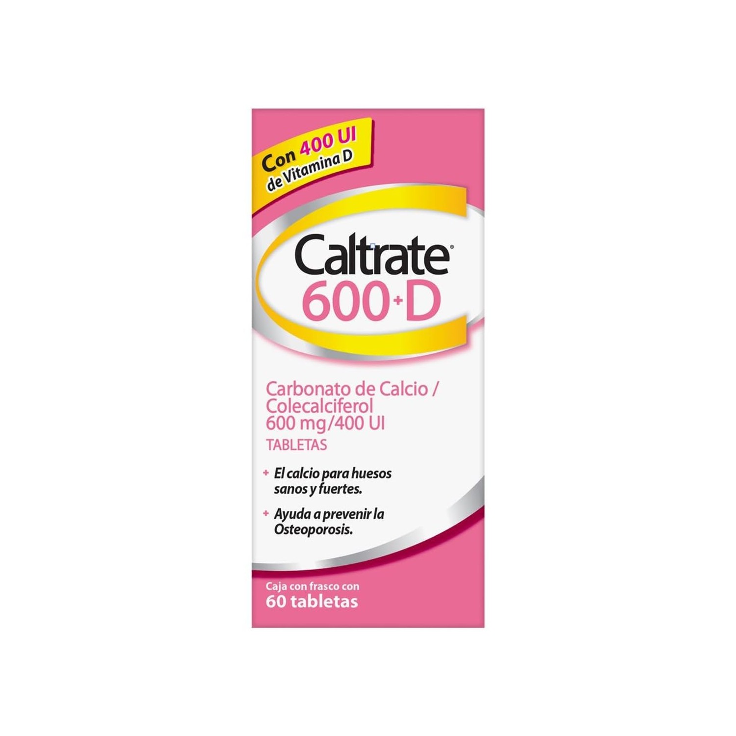 Caltrate Suplemento de Calcio 600 +D 600mg / 400 UI Frasco con 60 ...