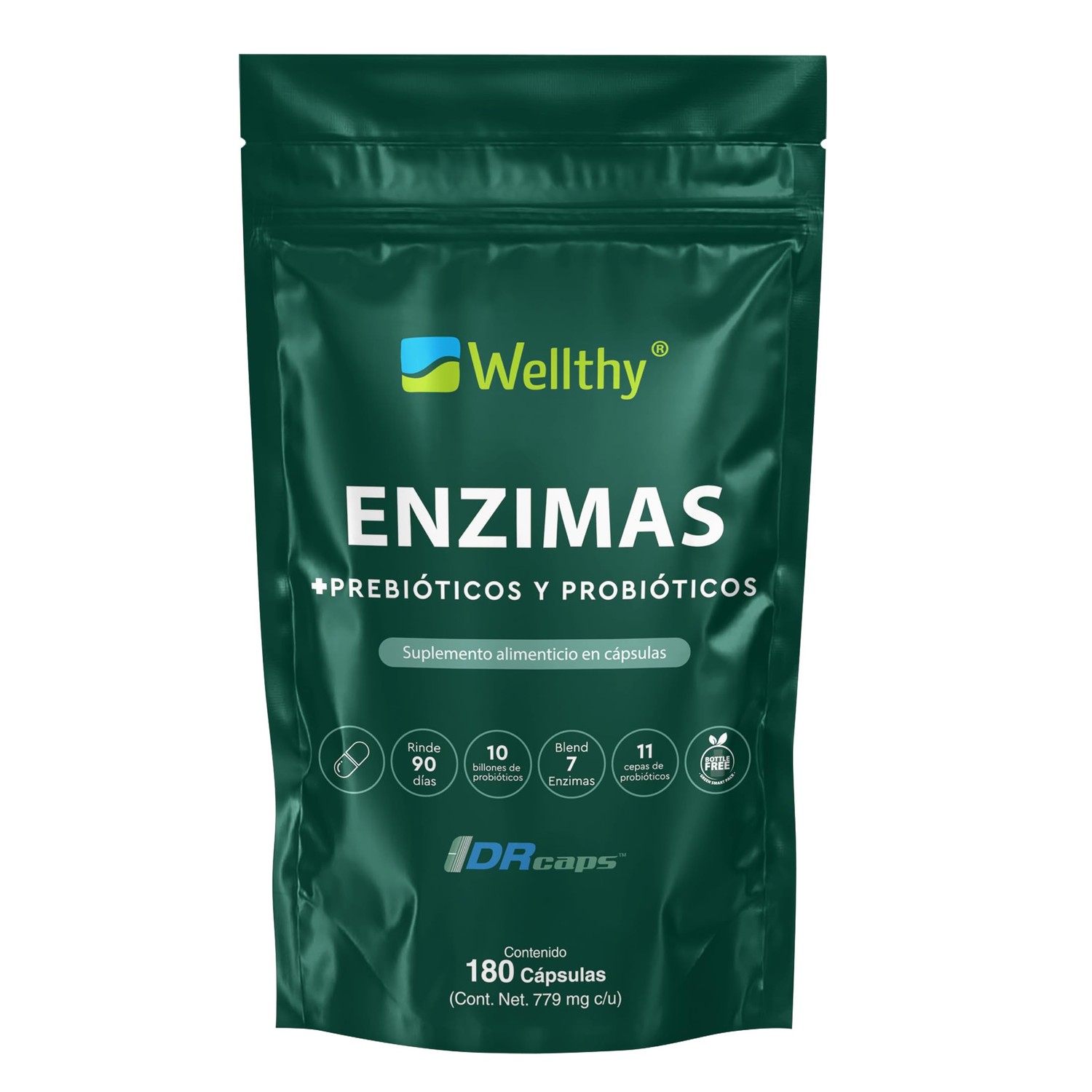 Wellthy Enzimas Digestivas 180 Cápsulas. Reforzado con Prebioticos y ...