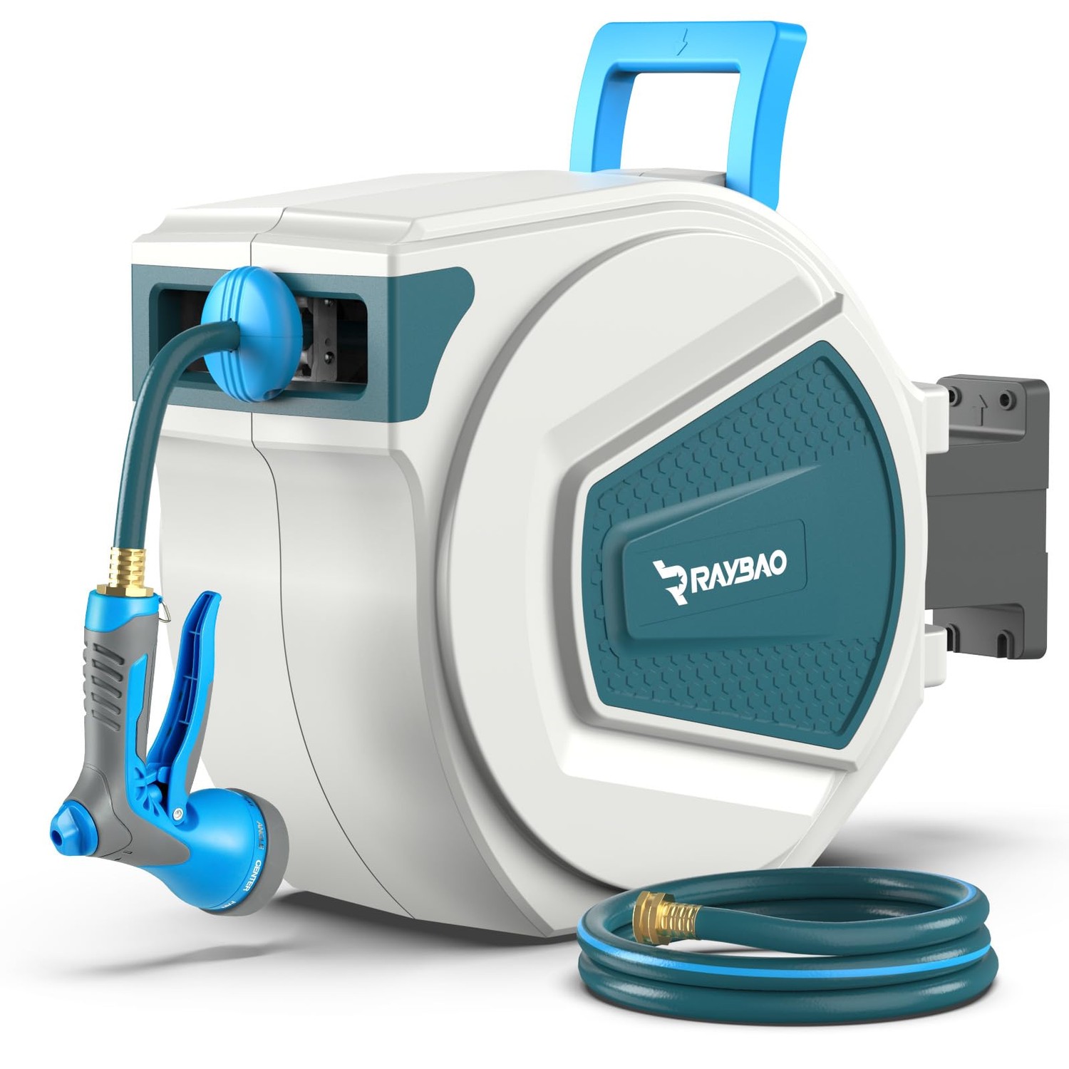 RAYBAO Retractable Garden Hose Reel 1/2 Inch x 100ft, Super Heavy Duty ...