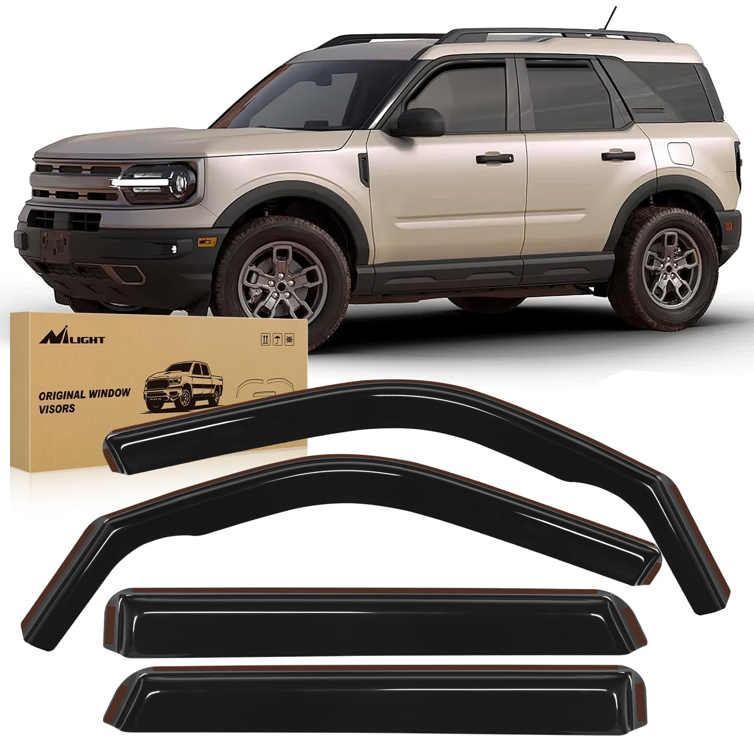 Nilight in Channel Rain Guards for Ford Bronco Sport 2021 2022 2023 ...
