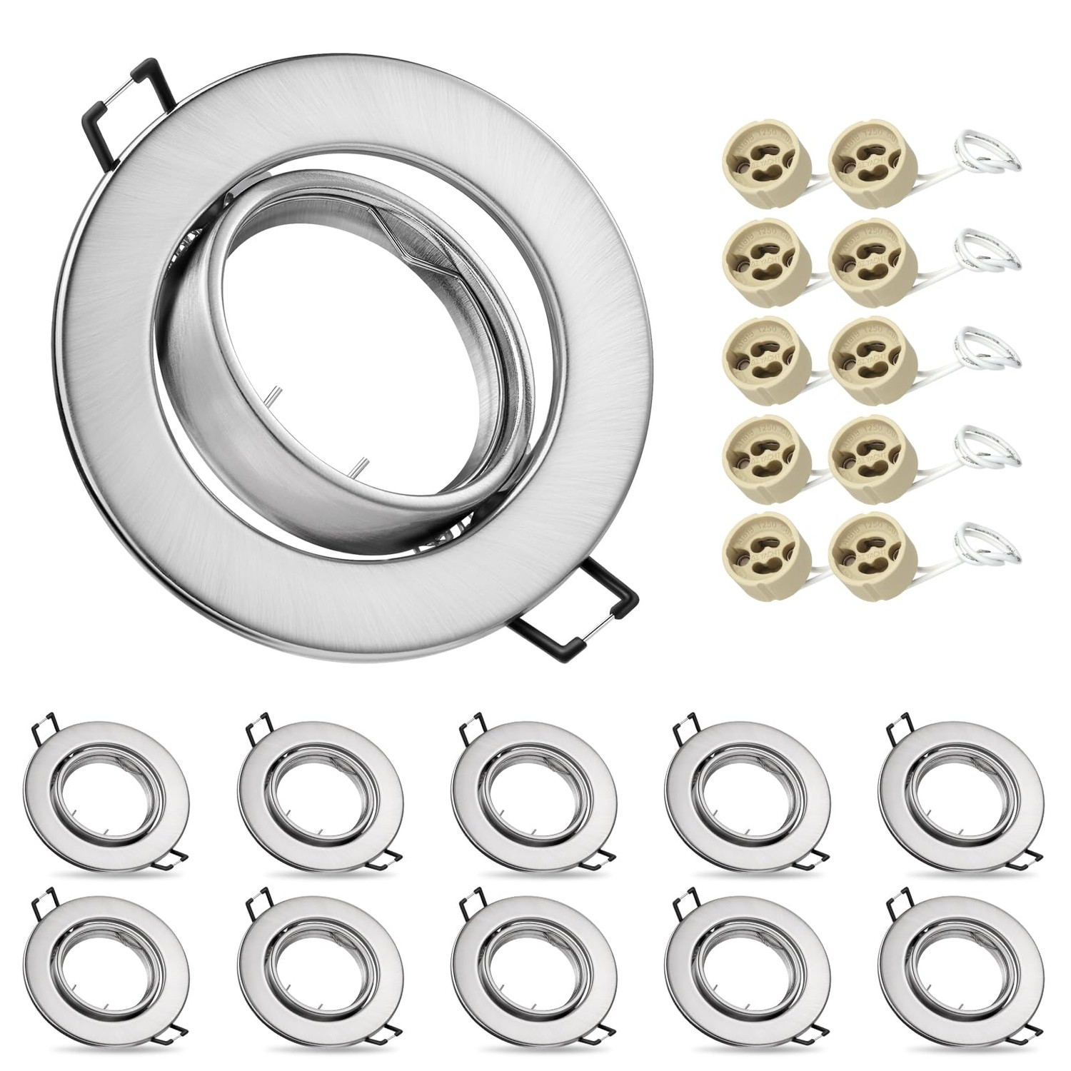 10x Modern Recessed Spotlight Frame, GU10 Recessed Lights, Includes ...