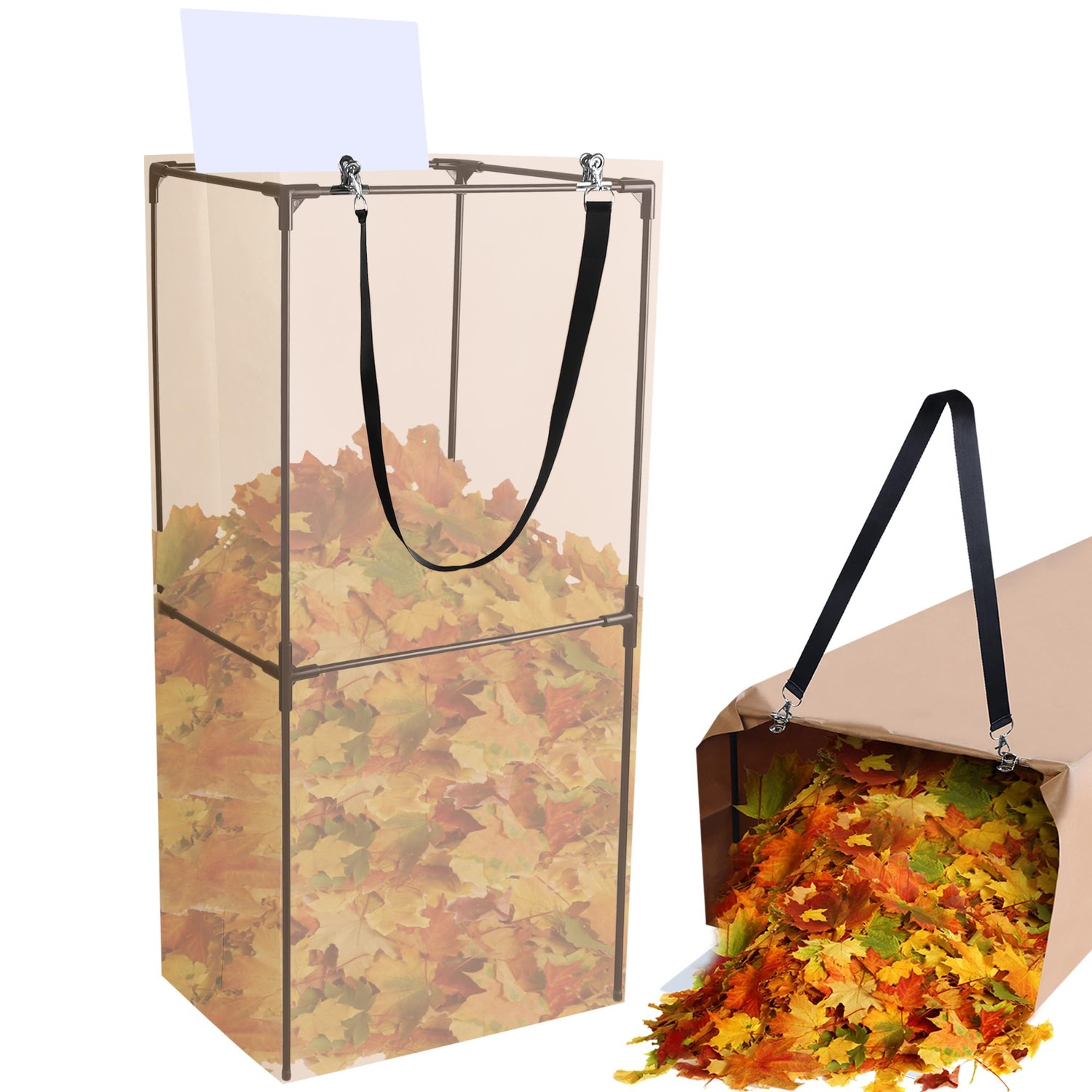Leaf Bag Holder for Paper Lawn Bags, Reusable Lawn and Leaf Chute Leaf ...
