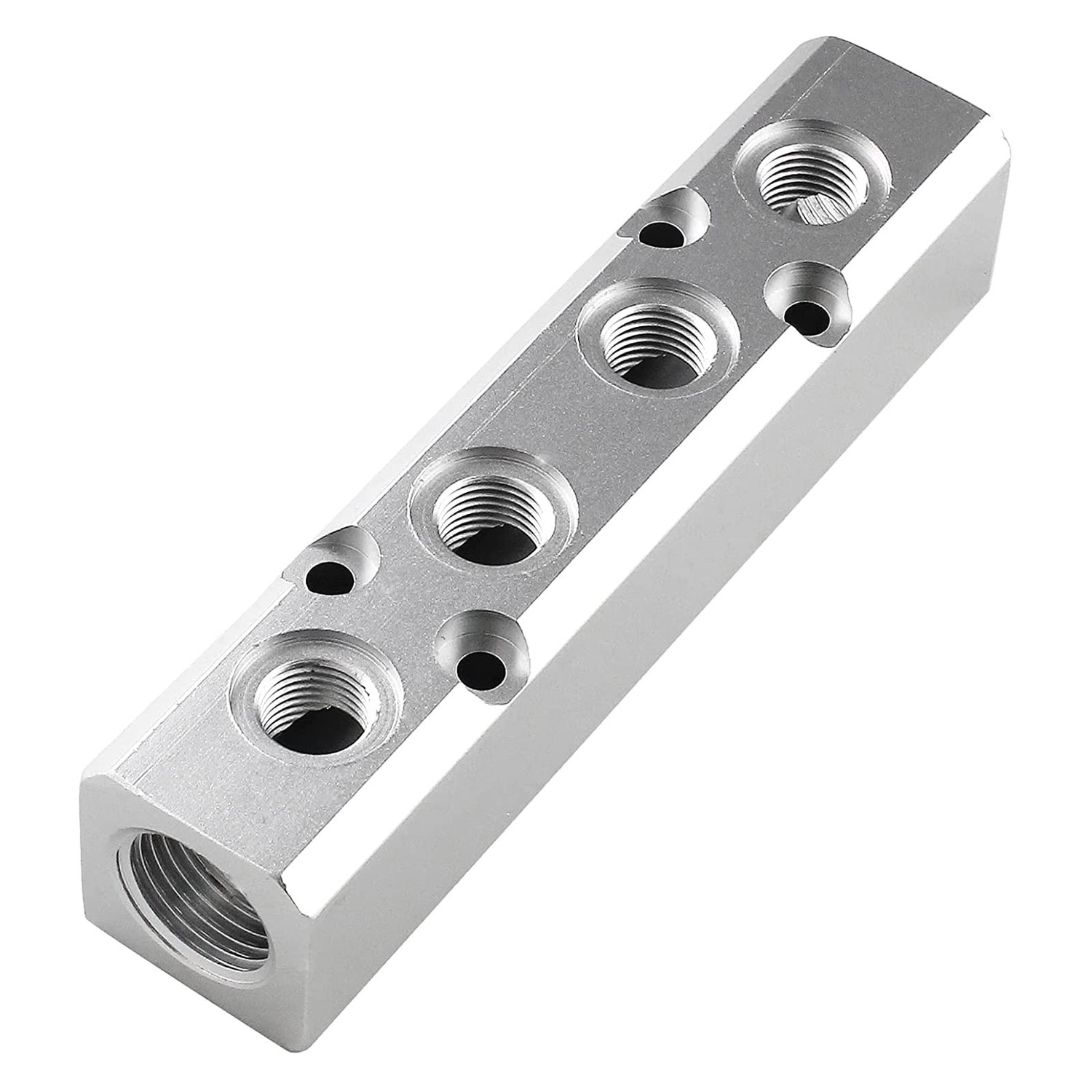 4 Way Pneumatic Manifold Air Distribution Block, G1/2 Supply Port, G1/4 ...