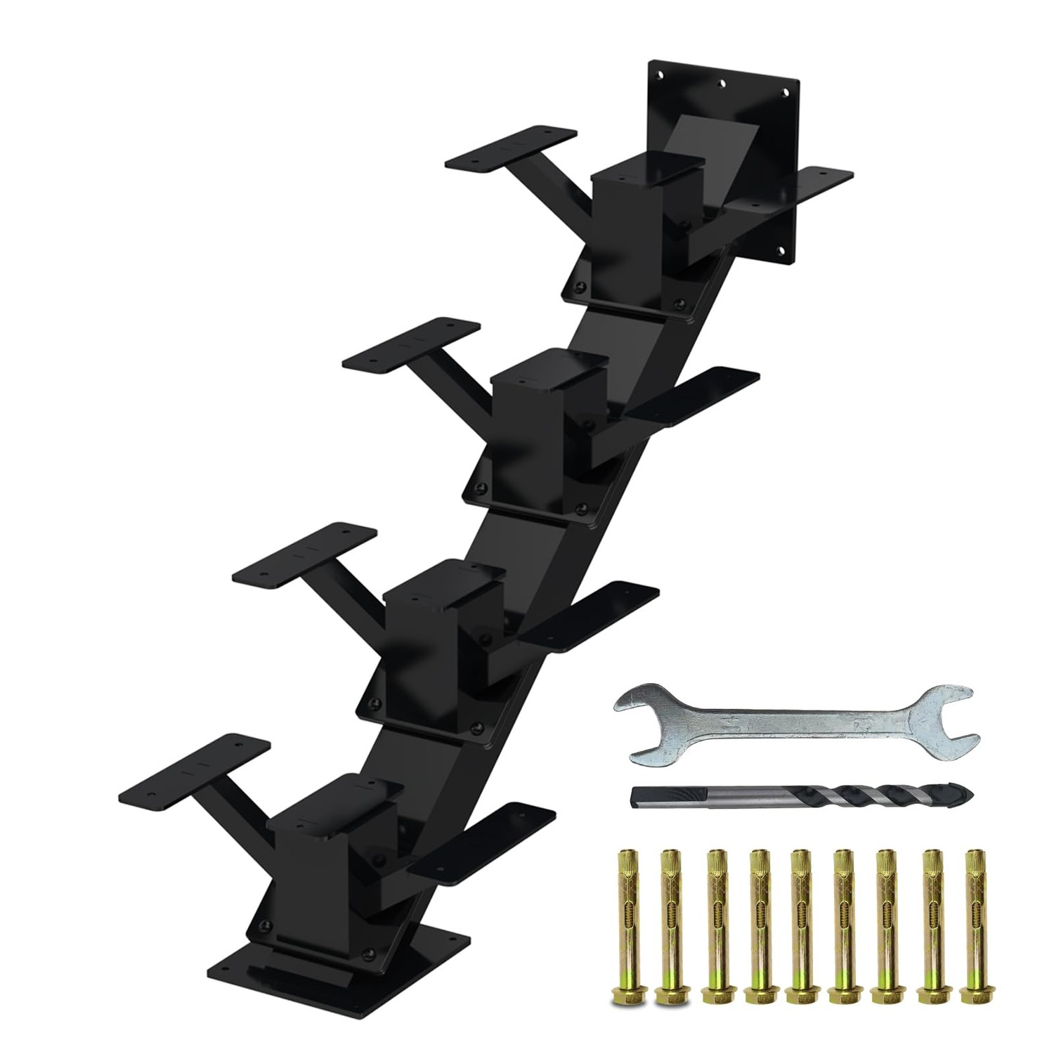 Metal Stair Step Stringer, 4 Step Steel Stair Riser for Deck Height 24. ...