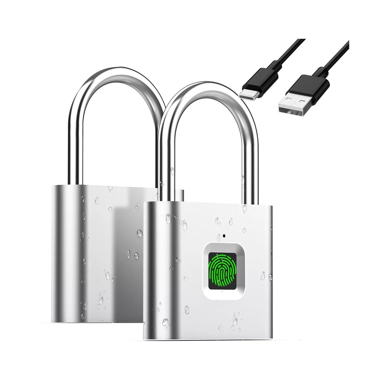 AICase Waterproof Fingerprint Padlock Keyless Lock Rechargeable Smart ...