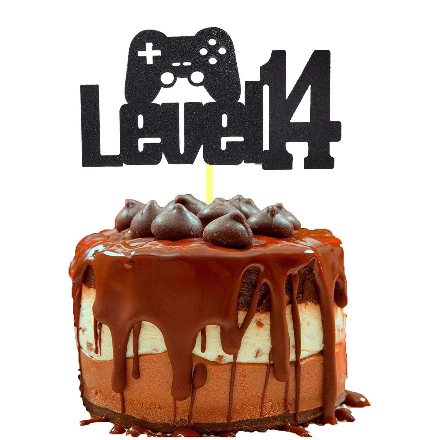 Video Game Level Up 14 Birthday Cake Topper, Glittery Happy 14th ...