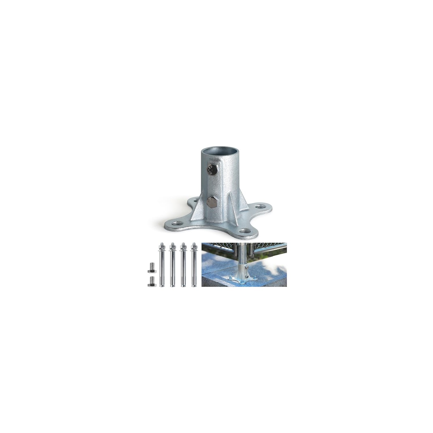 2 Pack Post 2" (Actual: 1 7/8" OD) Chain Link Fence Post Floor Flange ...