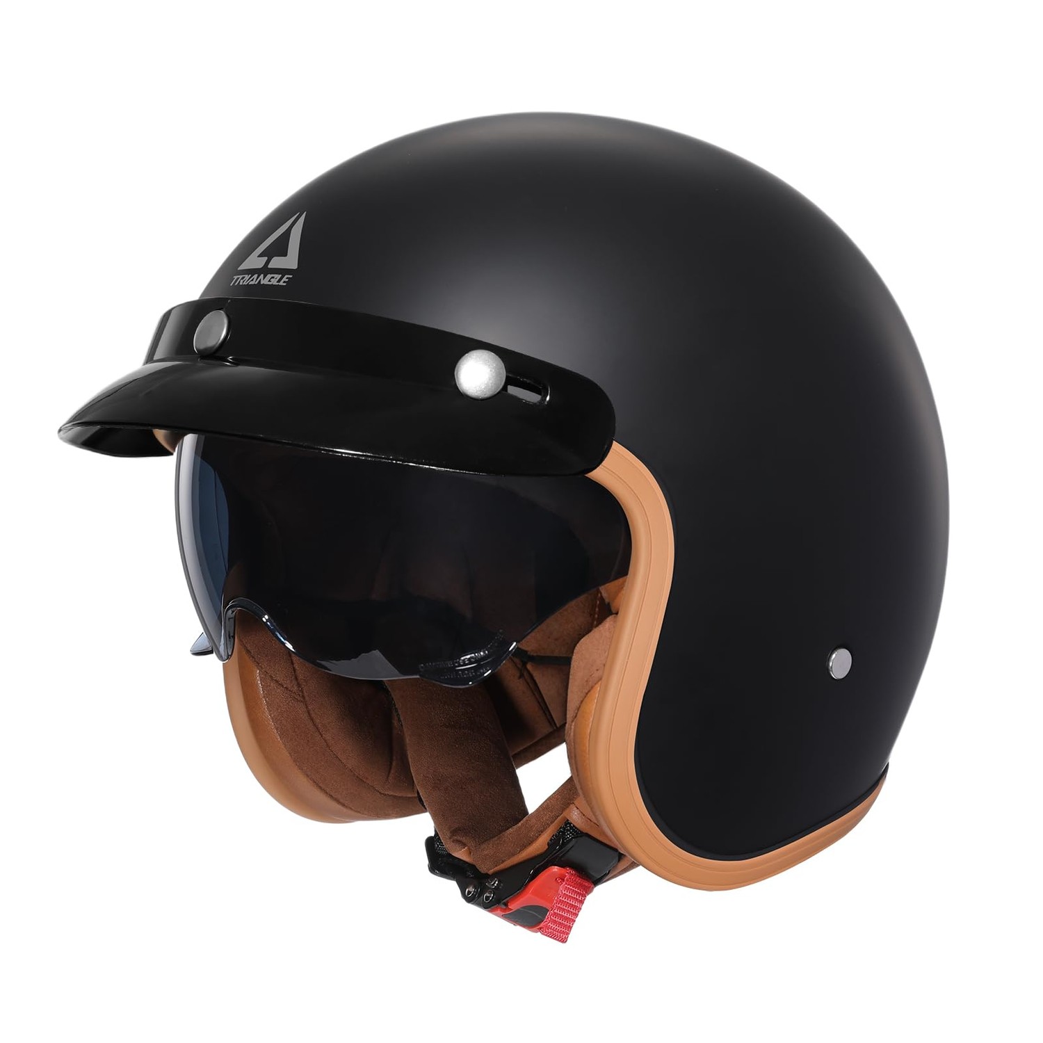 TRIANGLE 3/4 Motorcycle Helmet,Retro Vespa Open Face Adults Helmets ...