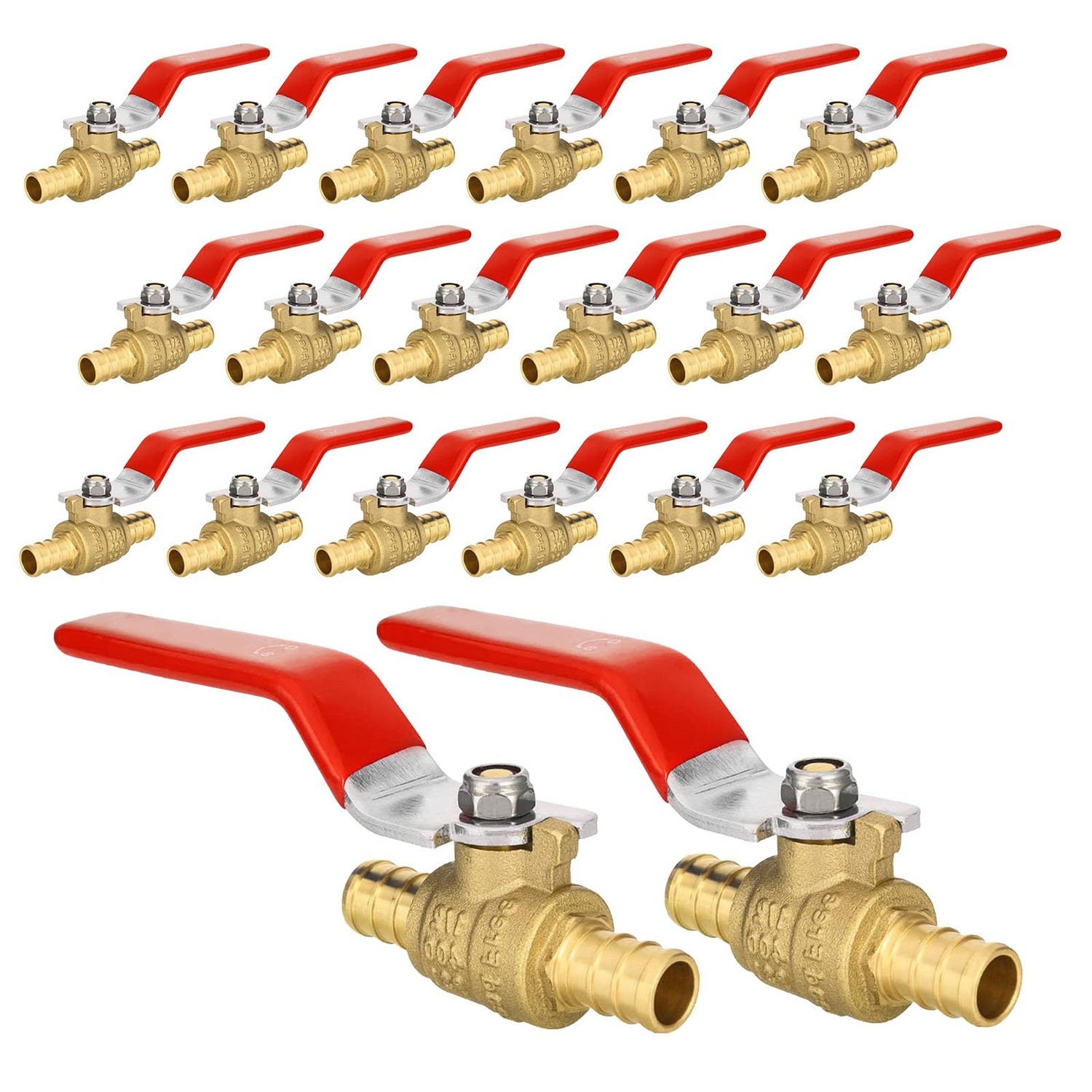 HeSun 20-PCs PEX Ball Valves, 1/2-Inch Brass Crimp Pex Valve for Hot ...