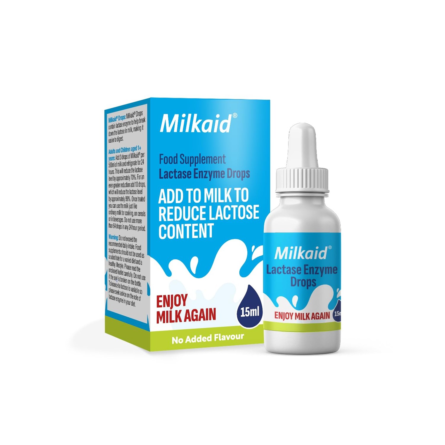 Milkaid Lactase Enzyme Drops for Lactose Intolerance | Prevents Gas ...