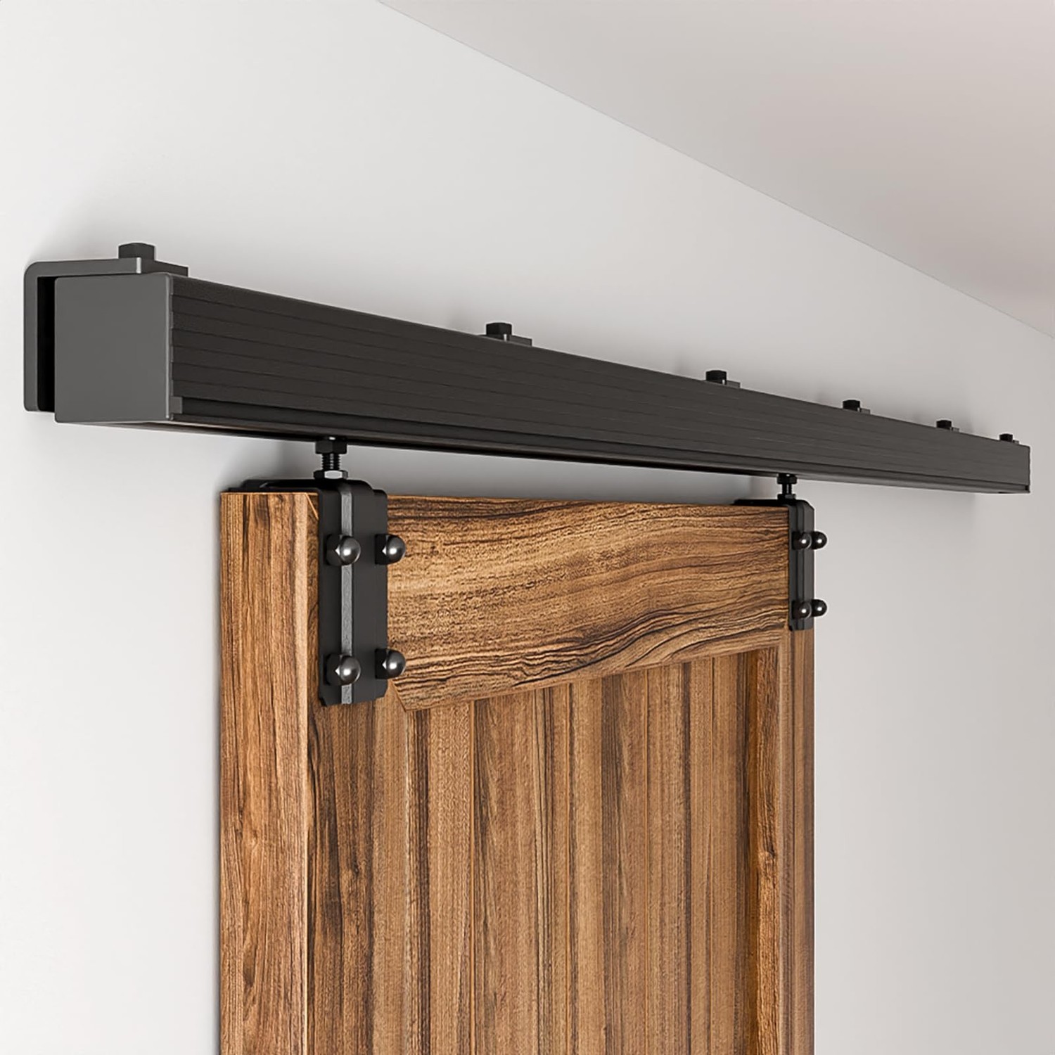 BONIKLUBA 6FT Box Rail Sliding Barn Door Hardware,Black Heavy Duty ...