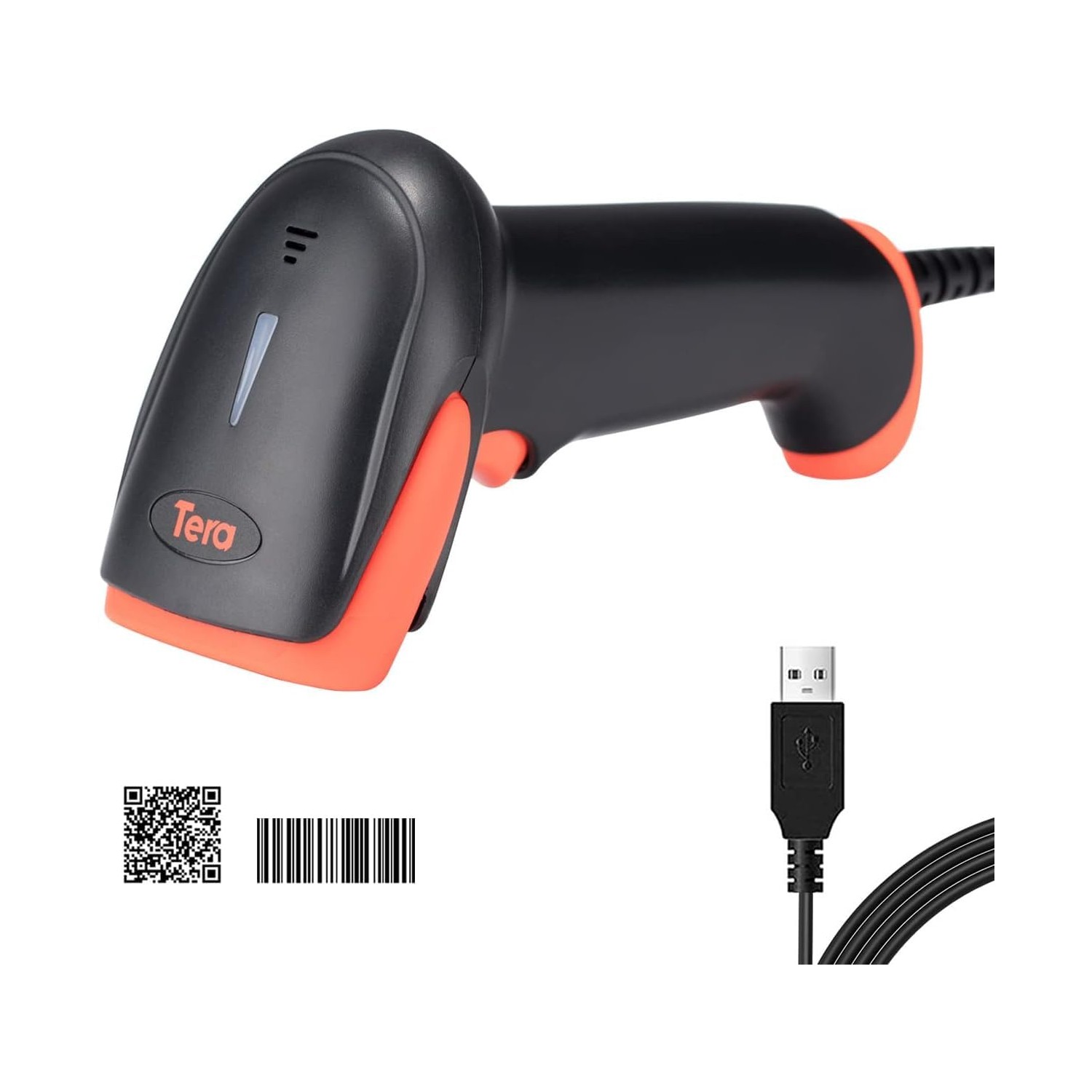 Tera 3206 Barcode Scanner, Wired, USB Connection, QR Code, 1-Dimensional Code, 2-Dimensional ...