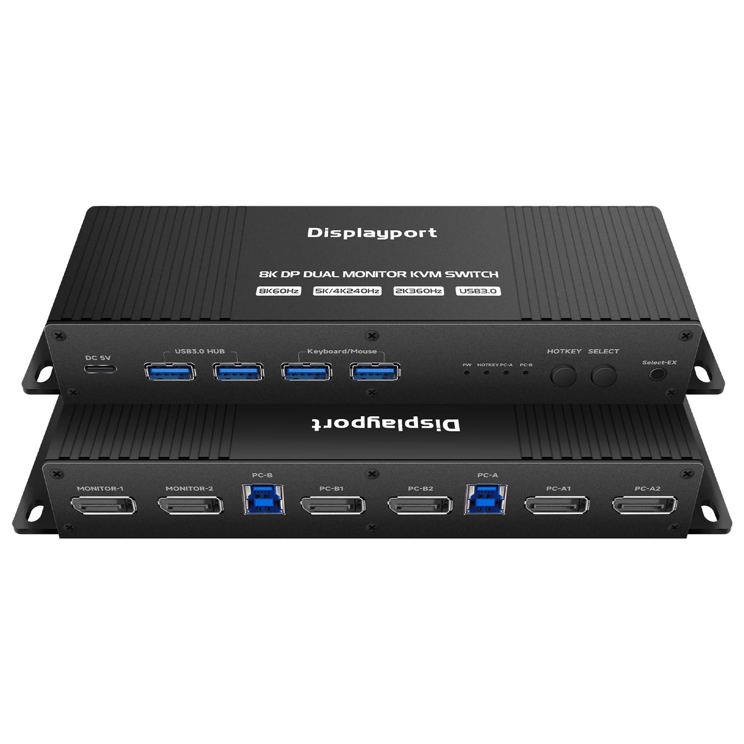 Kvm Switch Displayport 2 Monitors 2 Computers 4K 240Hz Hotkey Switching ...