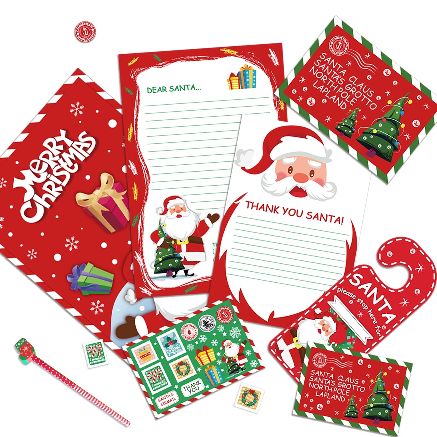 VEYLIN Christmas Letter To Santa Kit,Letter To Santa Pack With Pencil ...