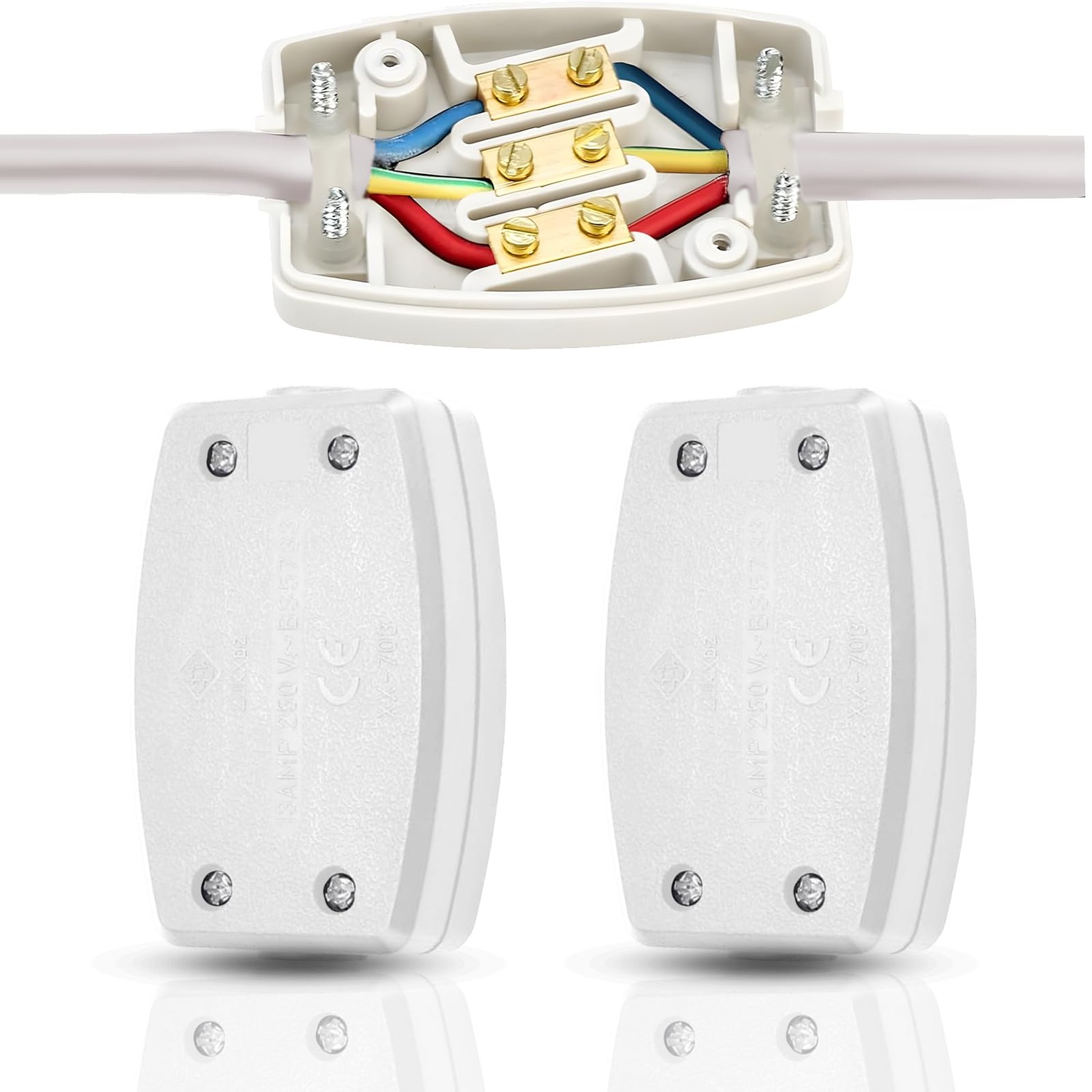 3 Way Terminal Electrical Junction Box – 2 Pack Waterproof Cable ...