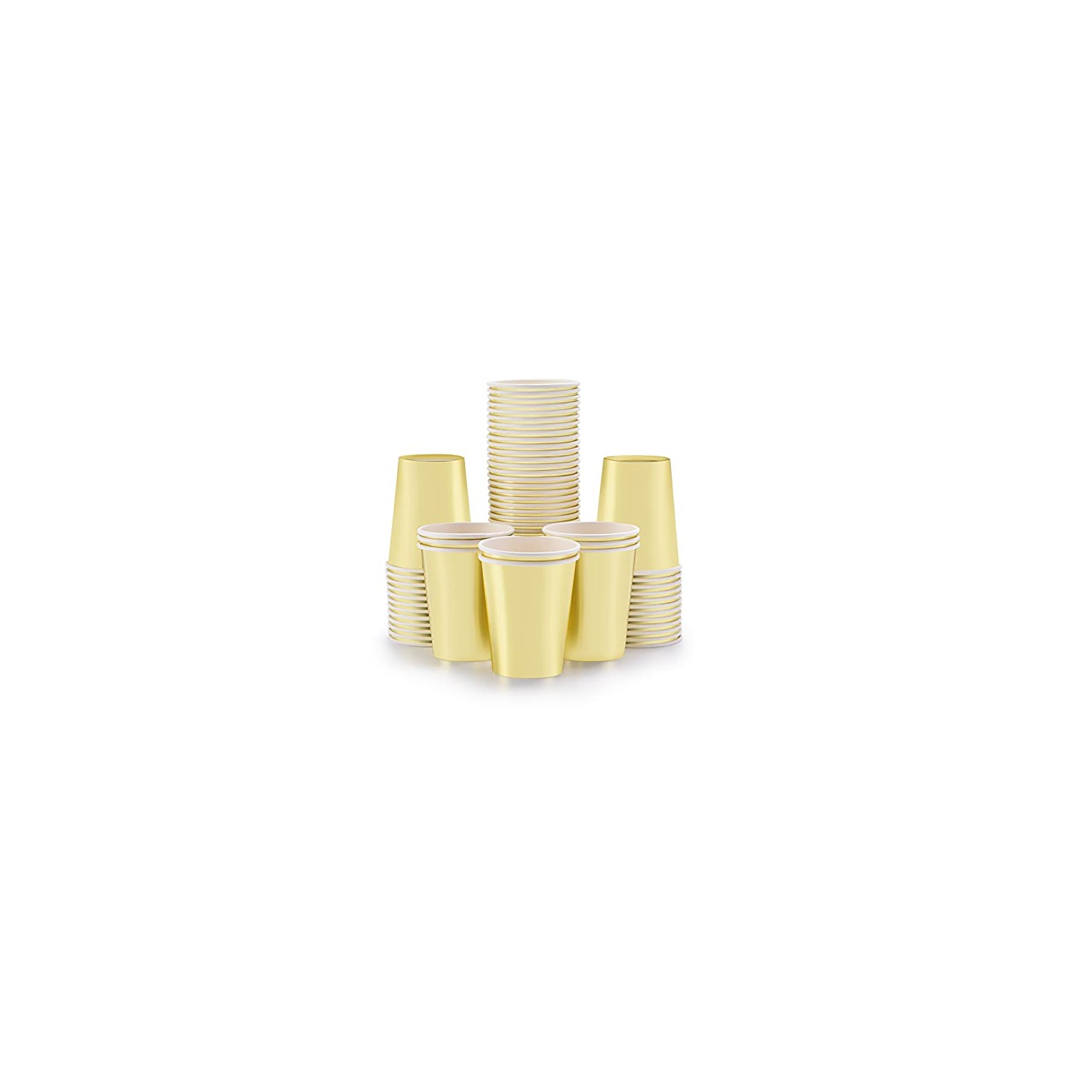 Gold Paper Cups 9 oz [50 pack] Disposable Cups for Hot Cold Drinks Tea ...